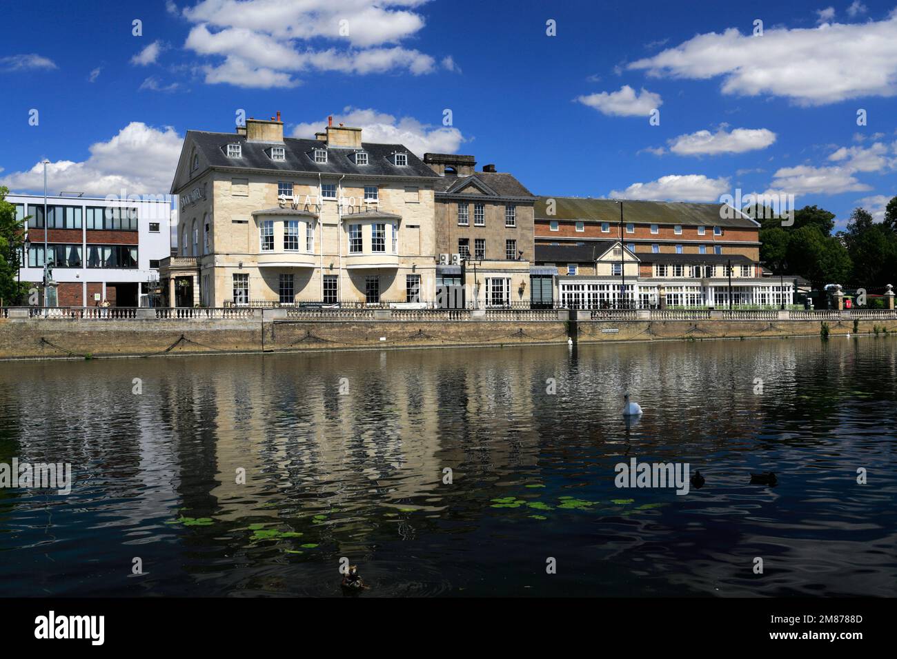 The Swan Hotel, river Great Ouse embankment, Bedford town; Bedfordshire ...