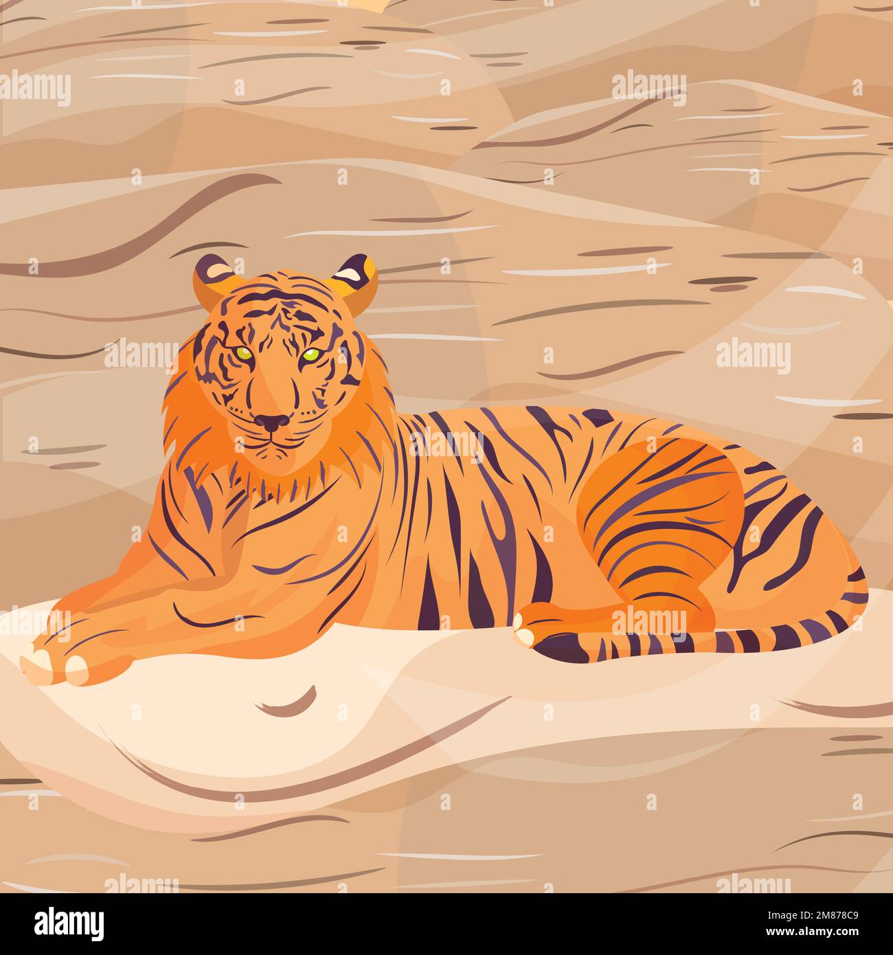 Isolated cute tiger resting on a stone Vector Stock Vector Image & Art ...