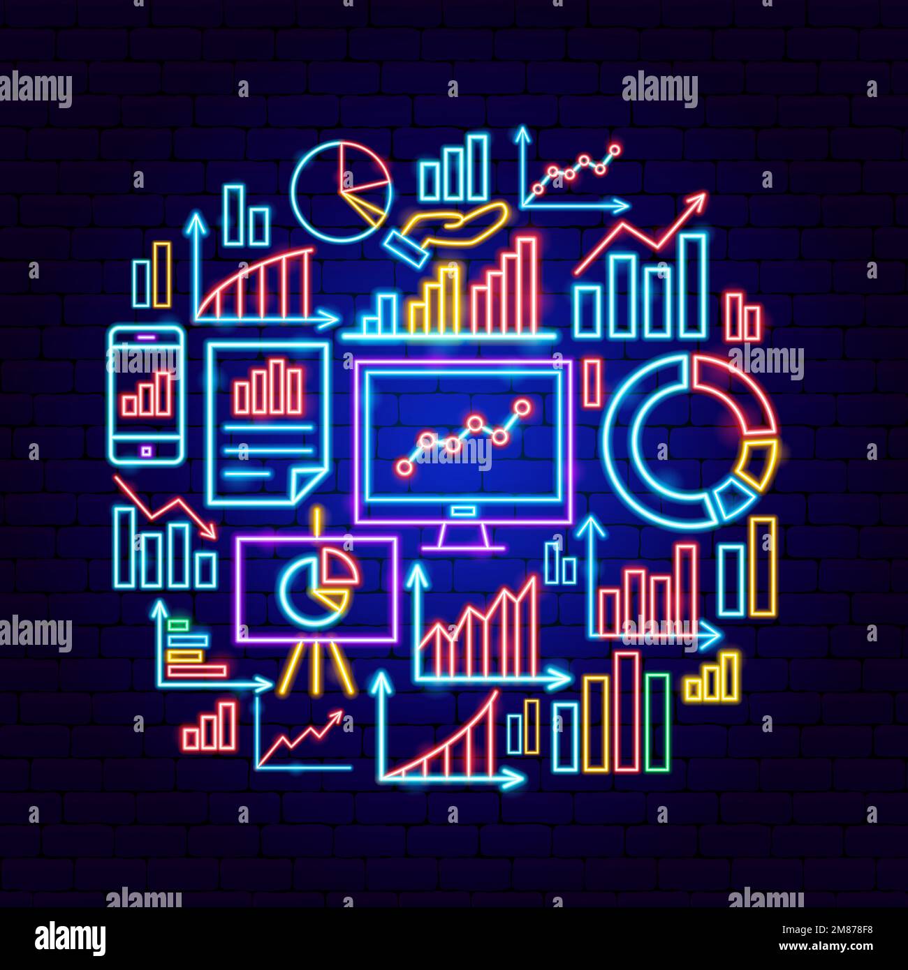 Graph Infographics Neon Concept Stock Vector Image & Art - Alamy