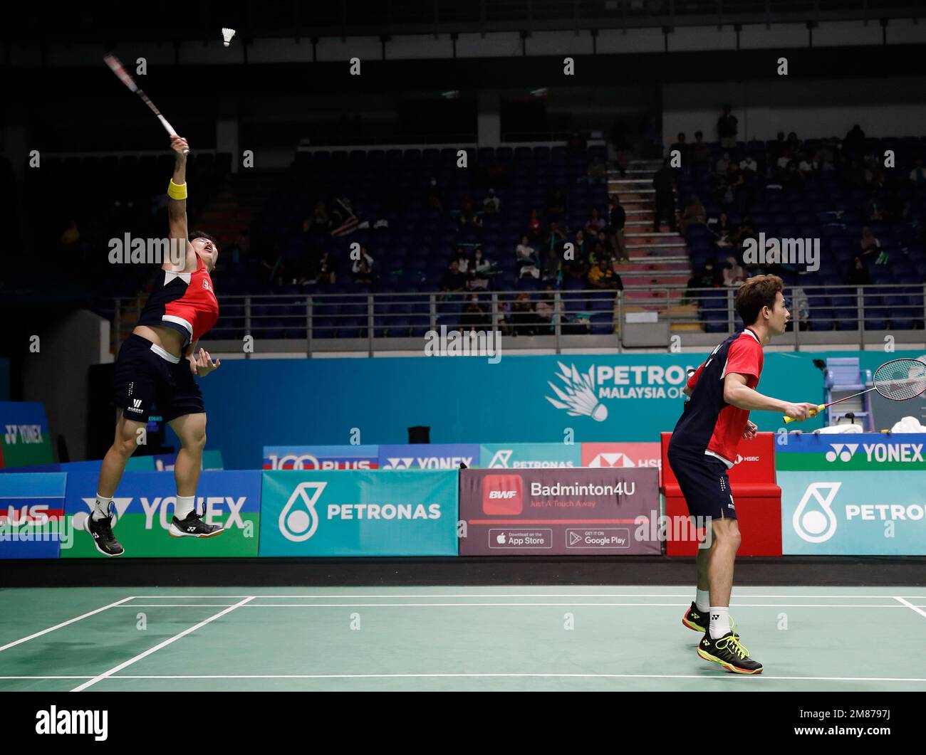 Liang Wei Keng (R) and Wang Chang of China play against Marcus Fernando ...