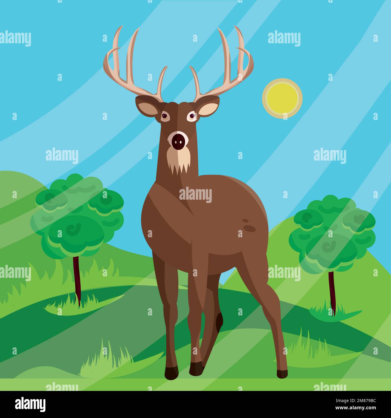 Isolated cute reindeer on a safari background Vector Stock Vector Image ...
