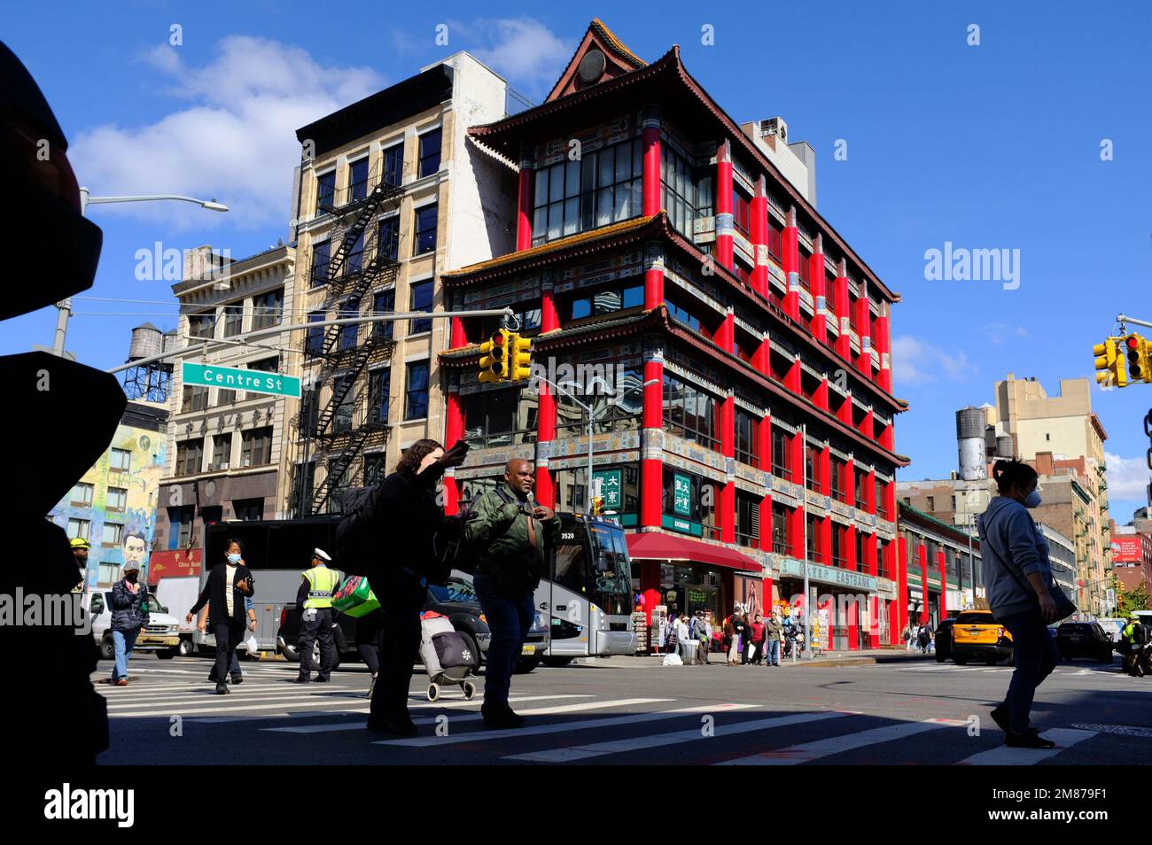 Iconic Eastbank building at the intersection of Canal St. with Centre St in Manhattan Chinatown ...