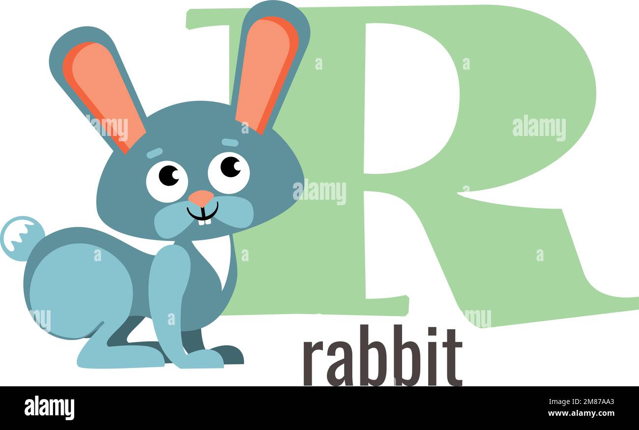 R letter card. Cartoon rabbit alphabet word Stock Vector Image & Art ...