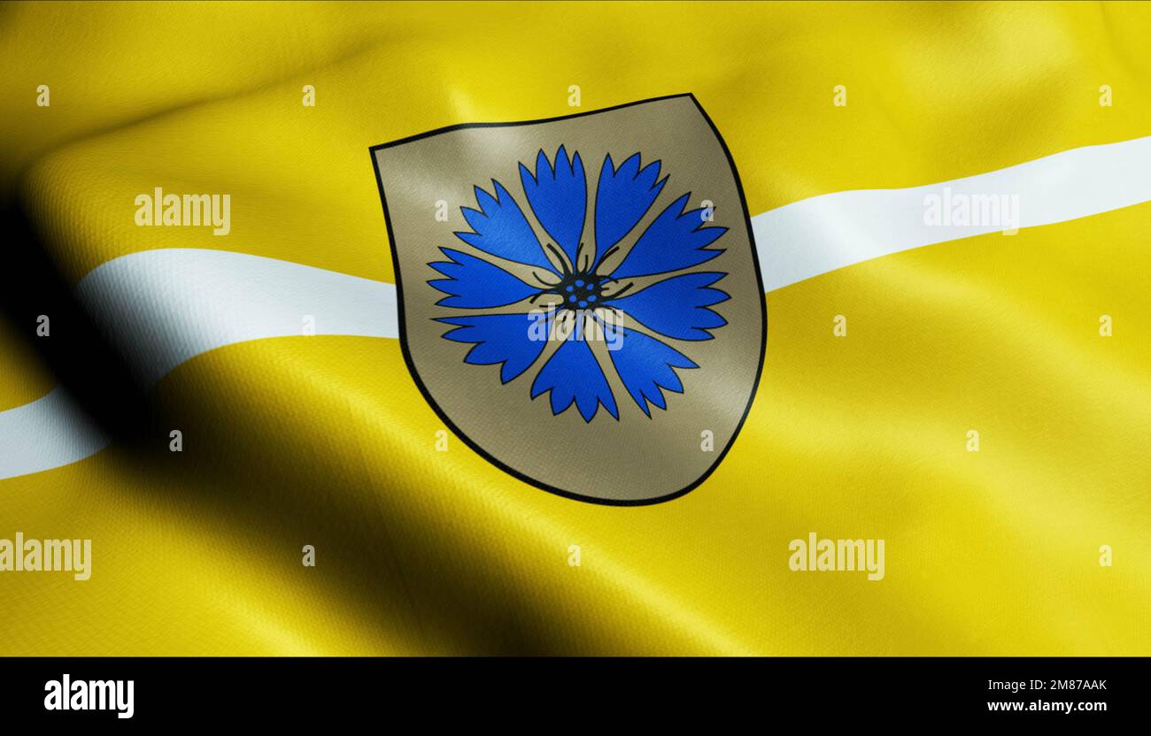 3D Illustration of a waving Latvia municipality flag of Smiltene Stock ...