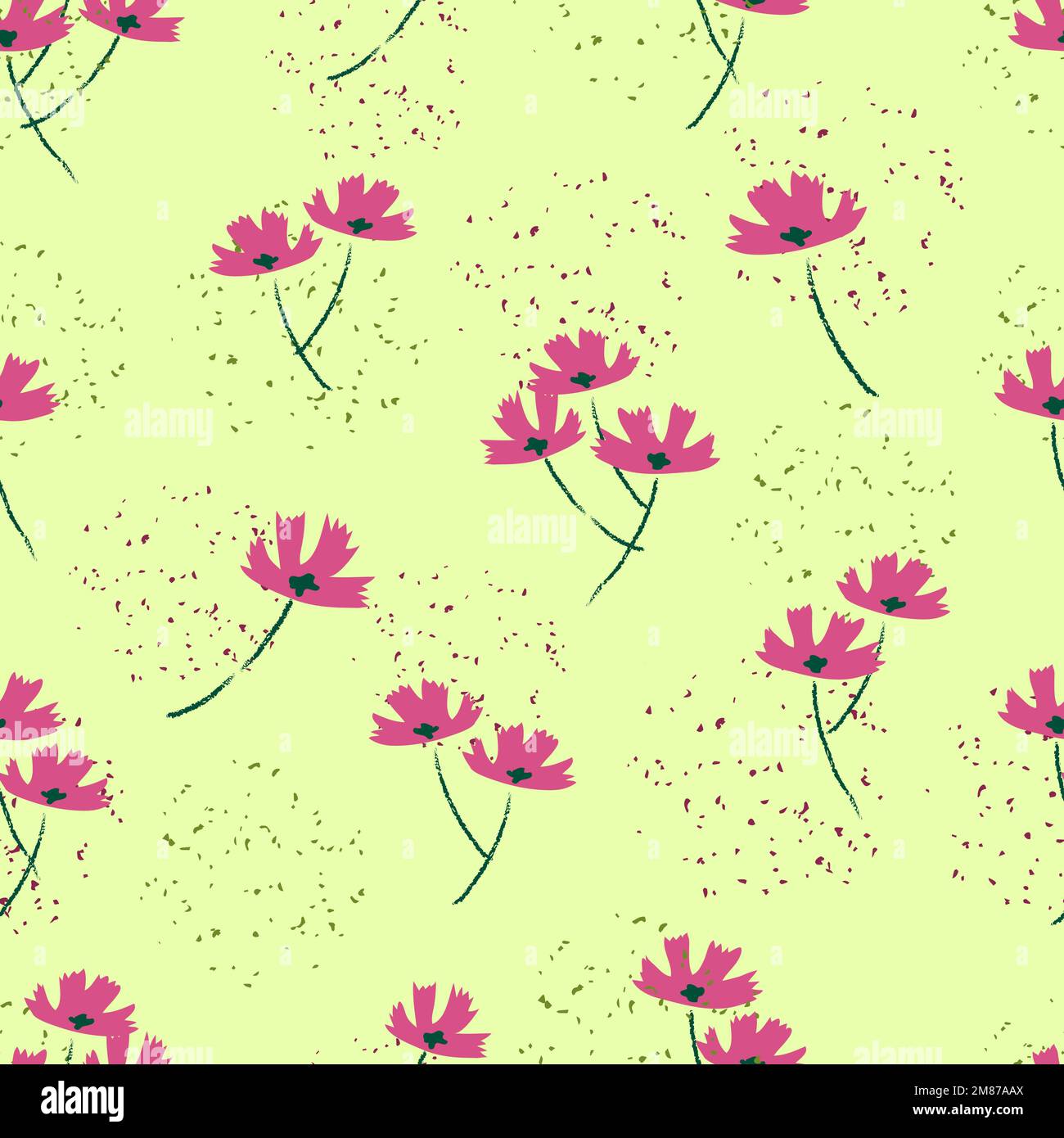 Abstract floral seamless pattern. Vector background with purple doodle ...