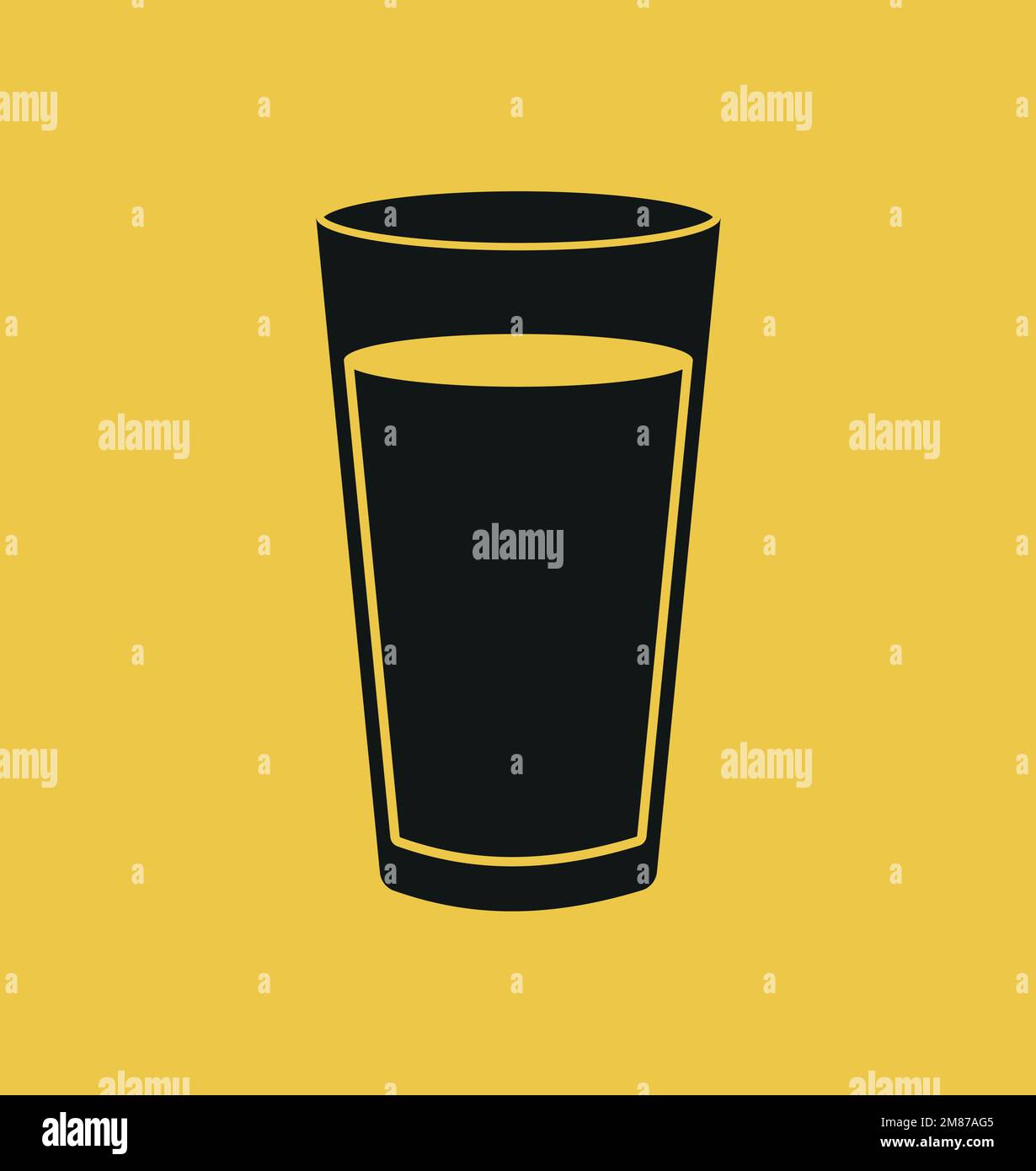 Illustration of water glass icon on yellow background Eps 10 Stock ...