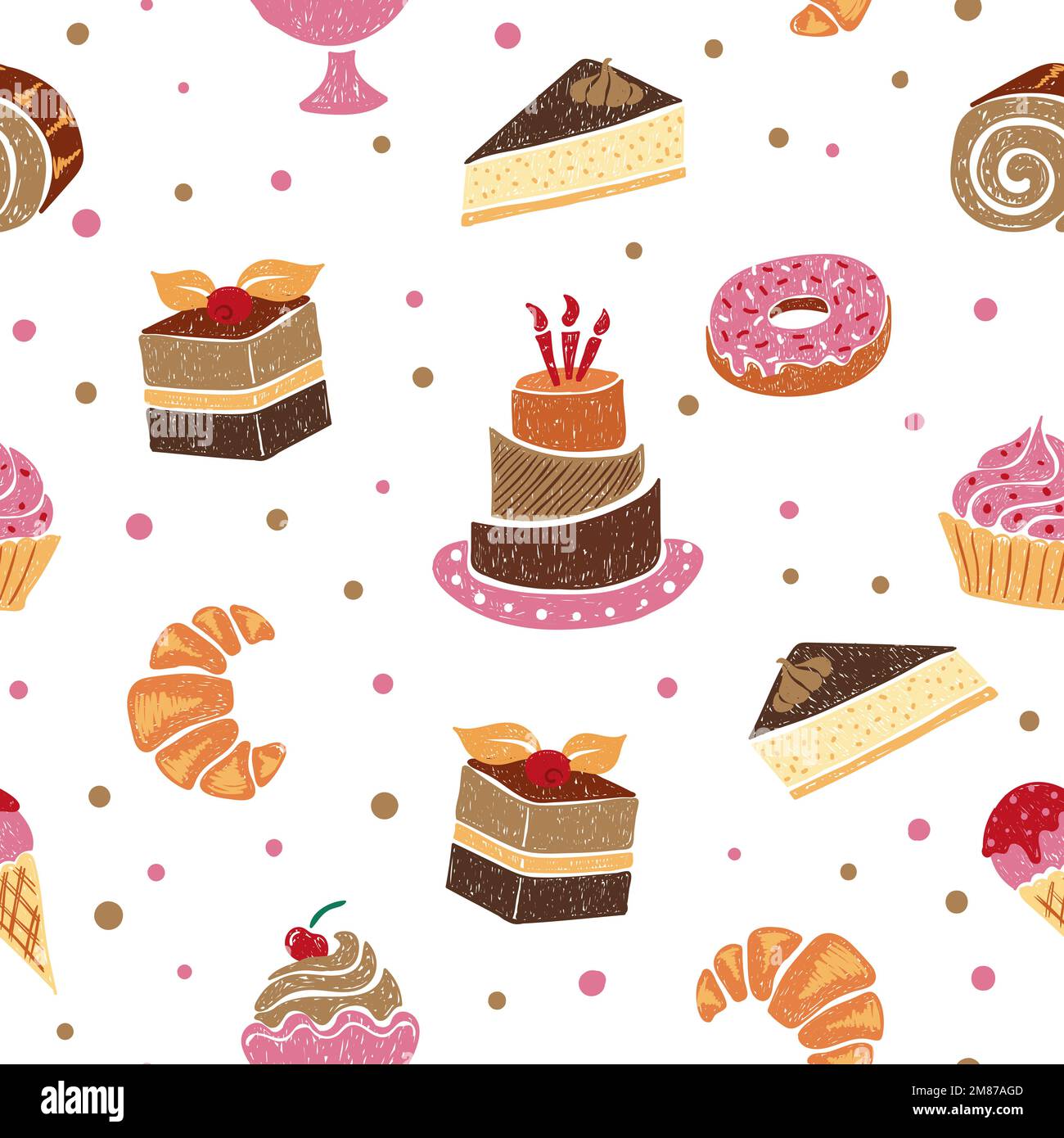 Sweets seamless pattern. Vector background with desserts Stock Vector ...