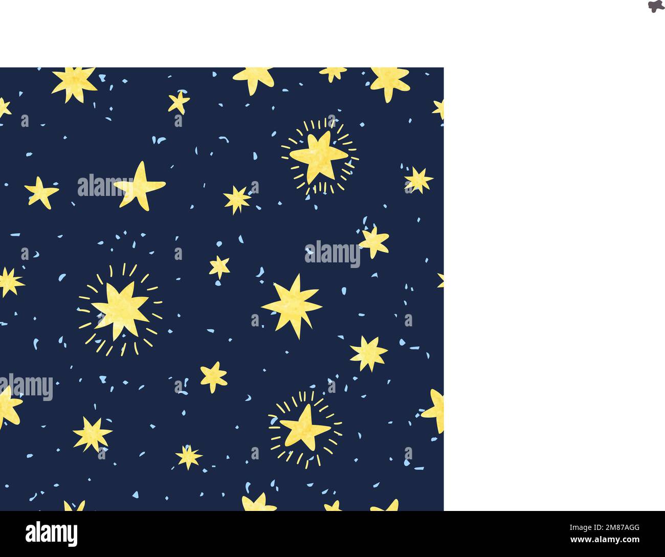 Night sky seamless pattern. Vector background with hand drawn ...