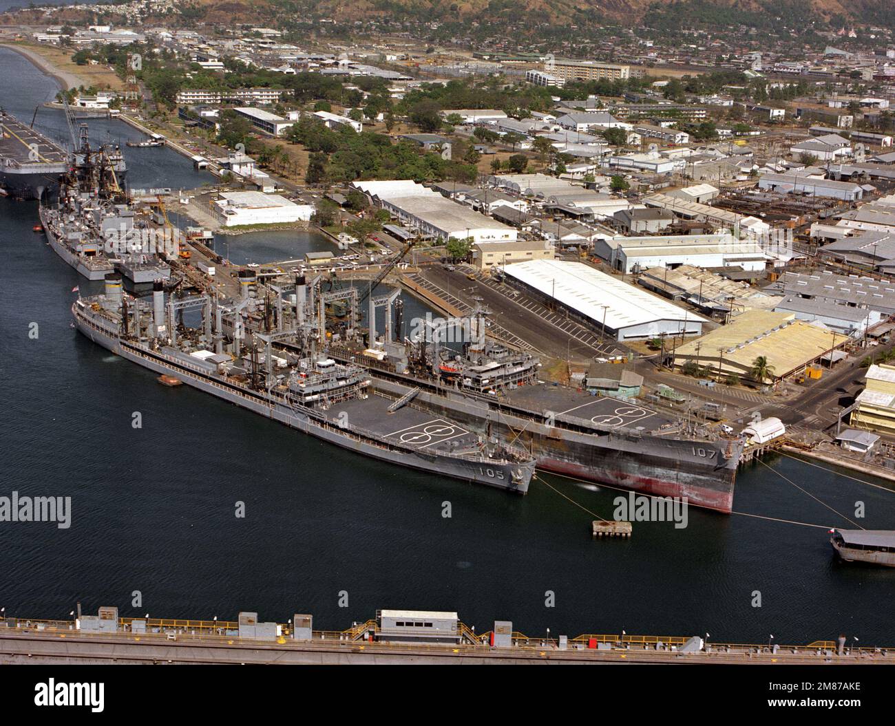 An aerial view of the fleet oilers USNS MISPILLION (T-AO-105) and USNS ...