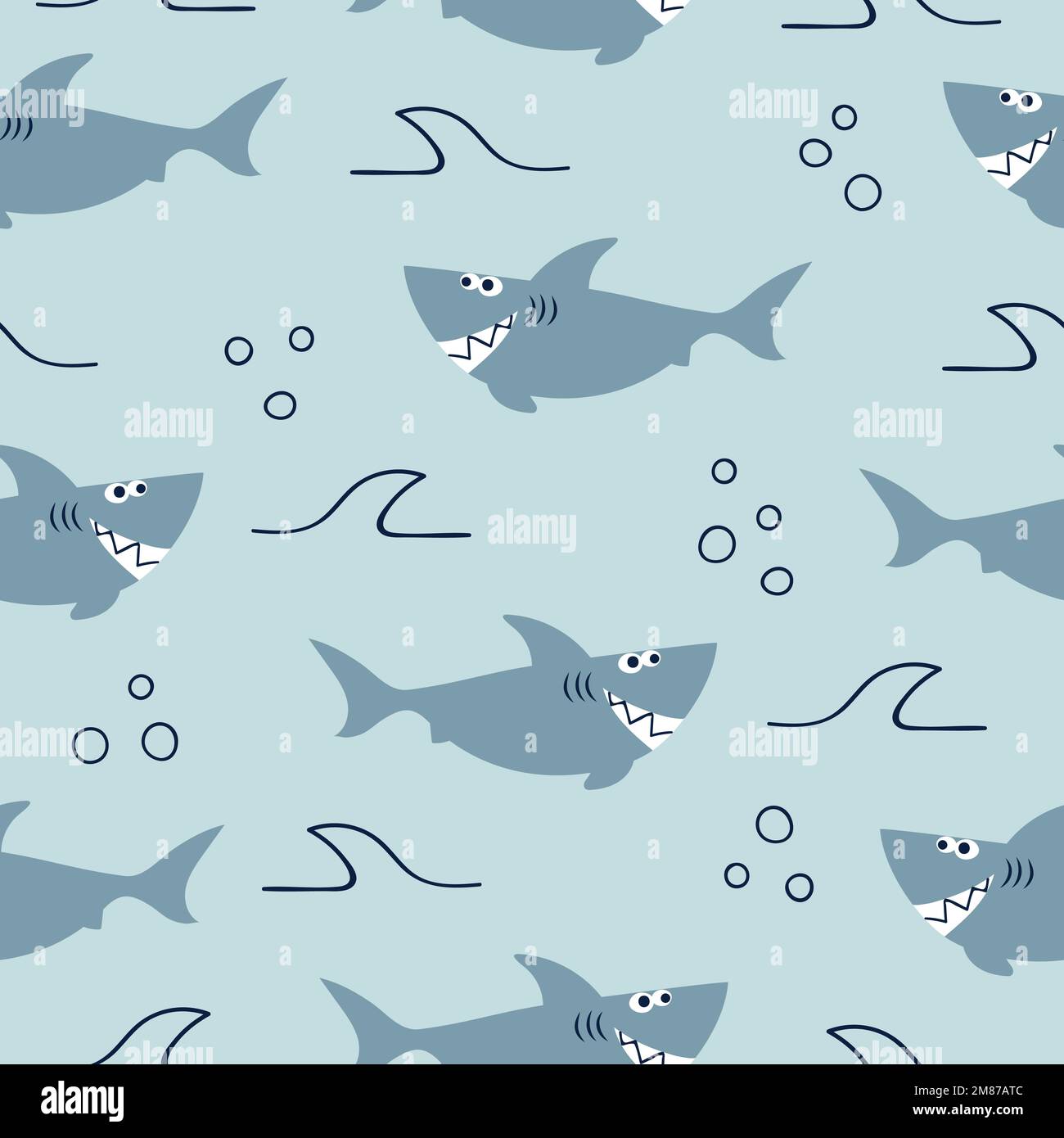 Seamless pattern with cute cartoon sharks. Vector kids background Stock Vector Image & Art - Alamy