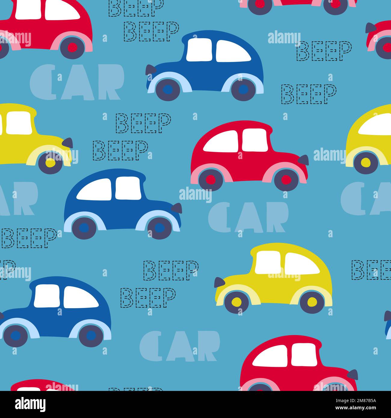 Cartoon cars seamless pattern. Vector background for kids Stock Vector ...