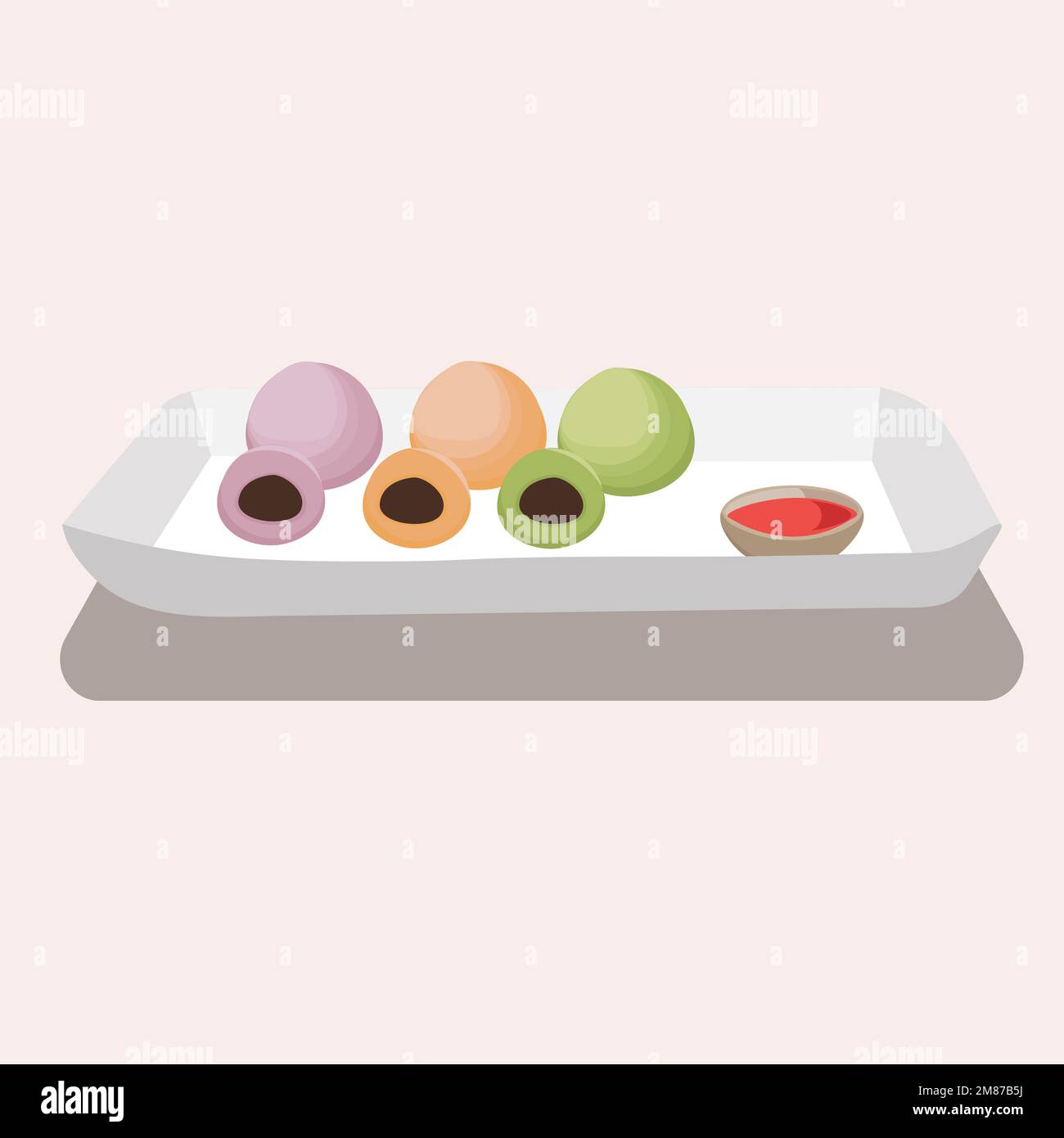 Mochi set. japanese dessert. Sweet asian food in pastel colors. Vector isolated illustration ...