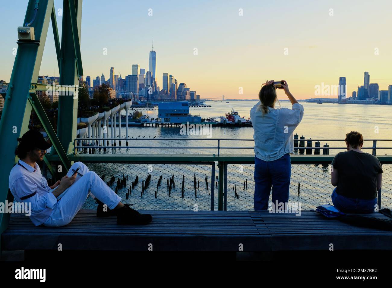 The view of Hudson River and Lower Manhattan skyline with Jersey City ...