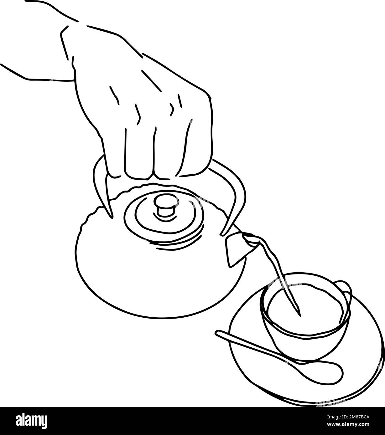 Outline sketch of tea drinking Stock Vector Image & Art - Alamy