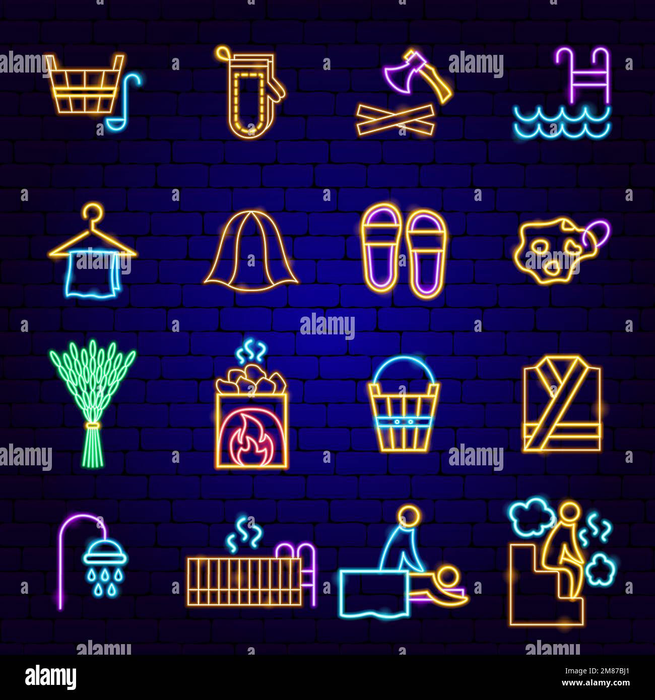 Bathhouse Neon Icons Stock Vector Image & Art - Alamy
