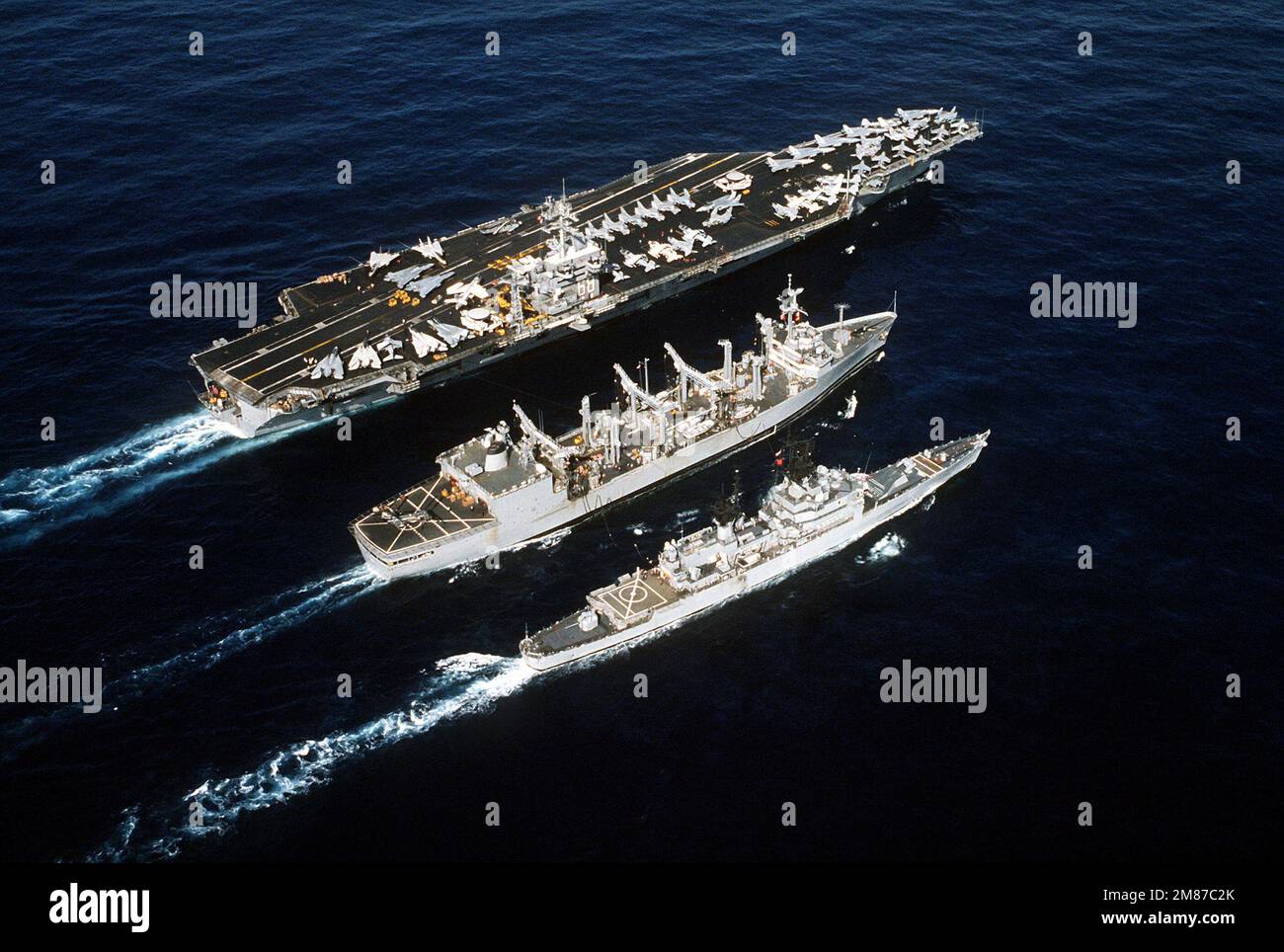 An aerial starboard quarter view of the nuclear-powered aircraft ...
