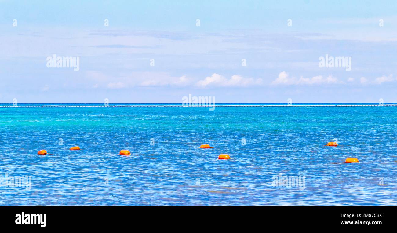 Tropical mexican beach landscape panorama with clear turquoise blue ...