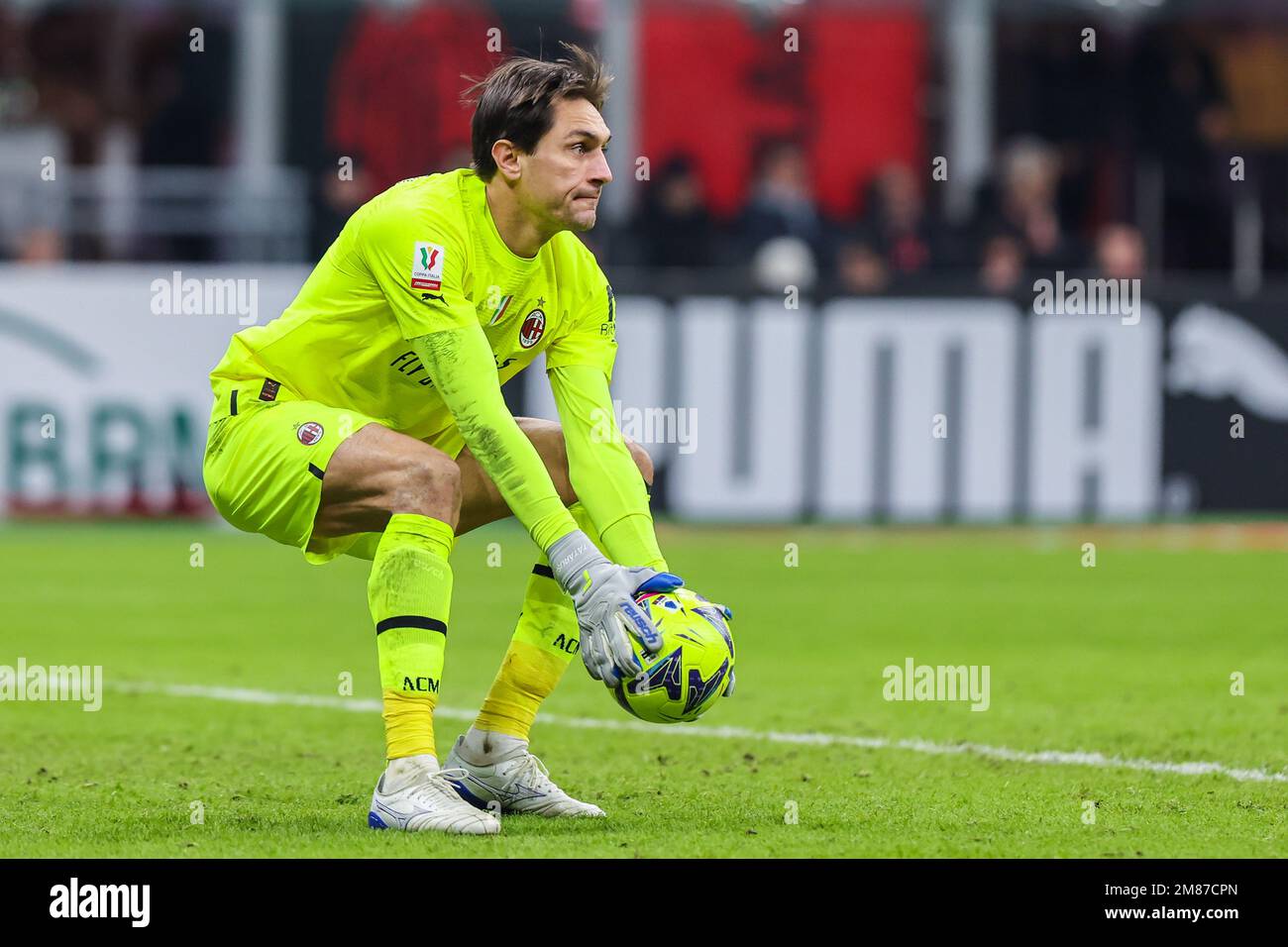 Ciprian Tatarusanu of AC Milan in action during Coppa Italia 2022/23 ...