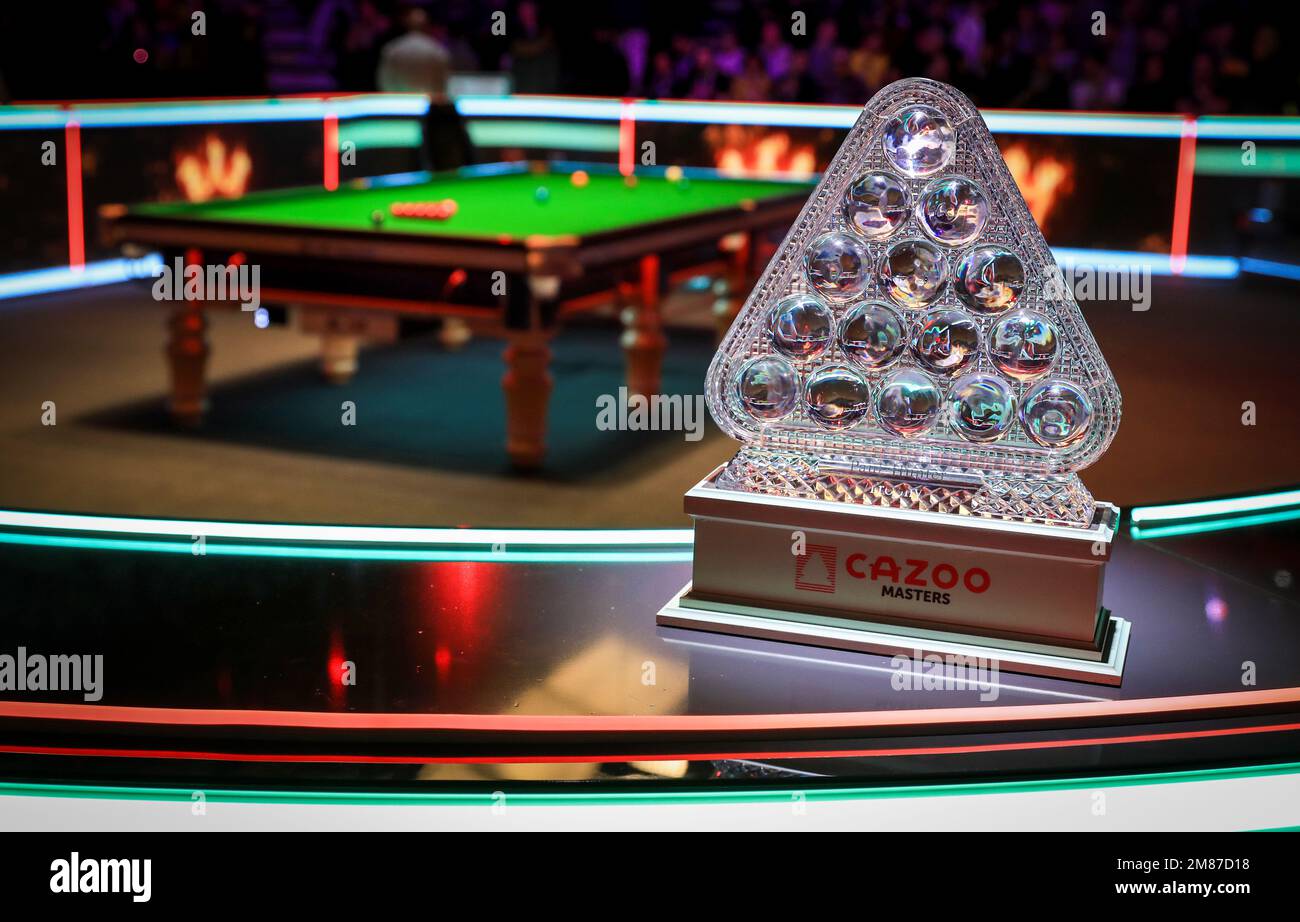 The Cazoo Masters 2023 trophy on display during day five of the Cazoo ...