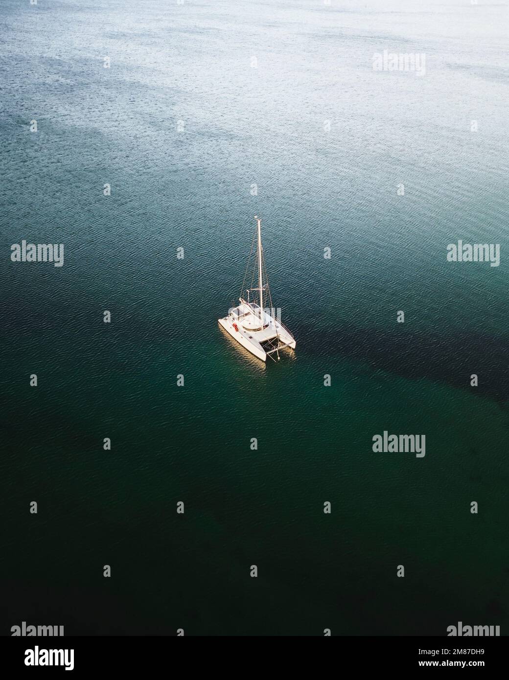 An aerial view of a boat in the ocean Stock Photo - Alamy