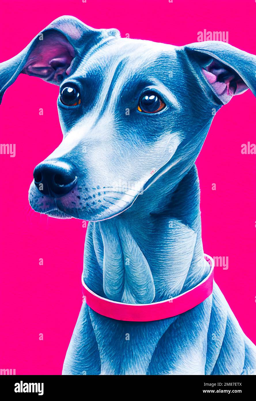 Funny adorable portrait headshot of cute doggy. Greyhound dog breed ...