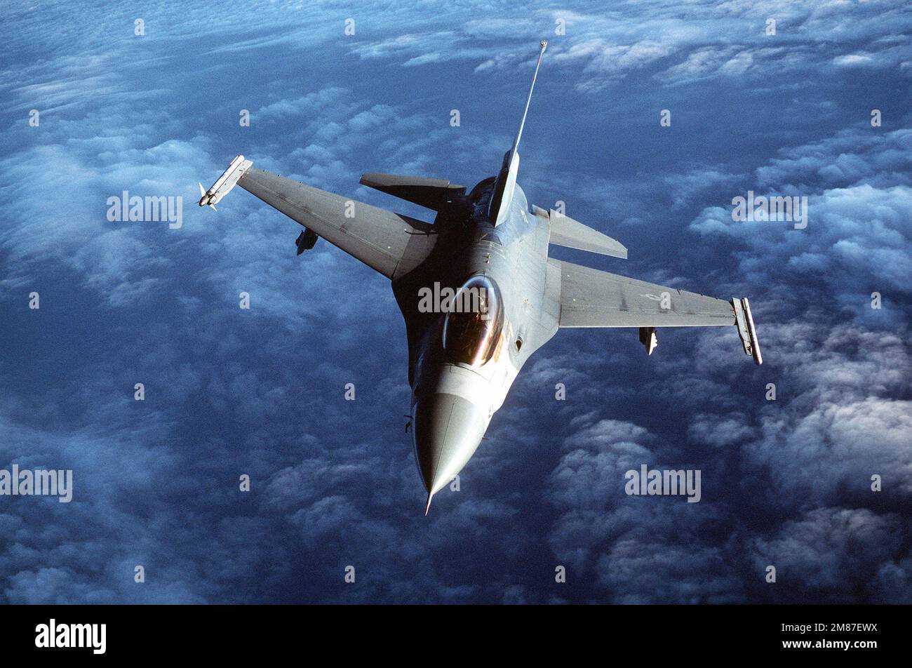 An air-to-air front view of an LF-16C Fighting Falcon aircraft from the ...