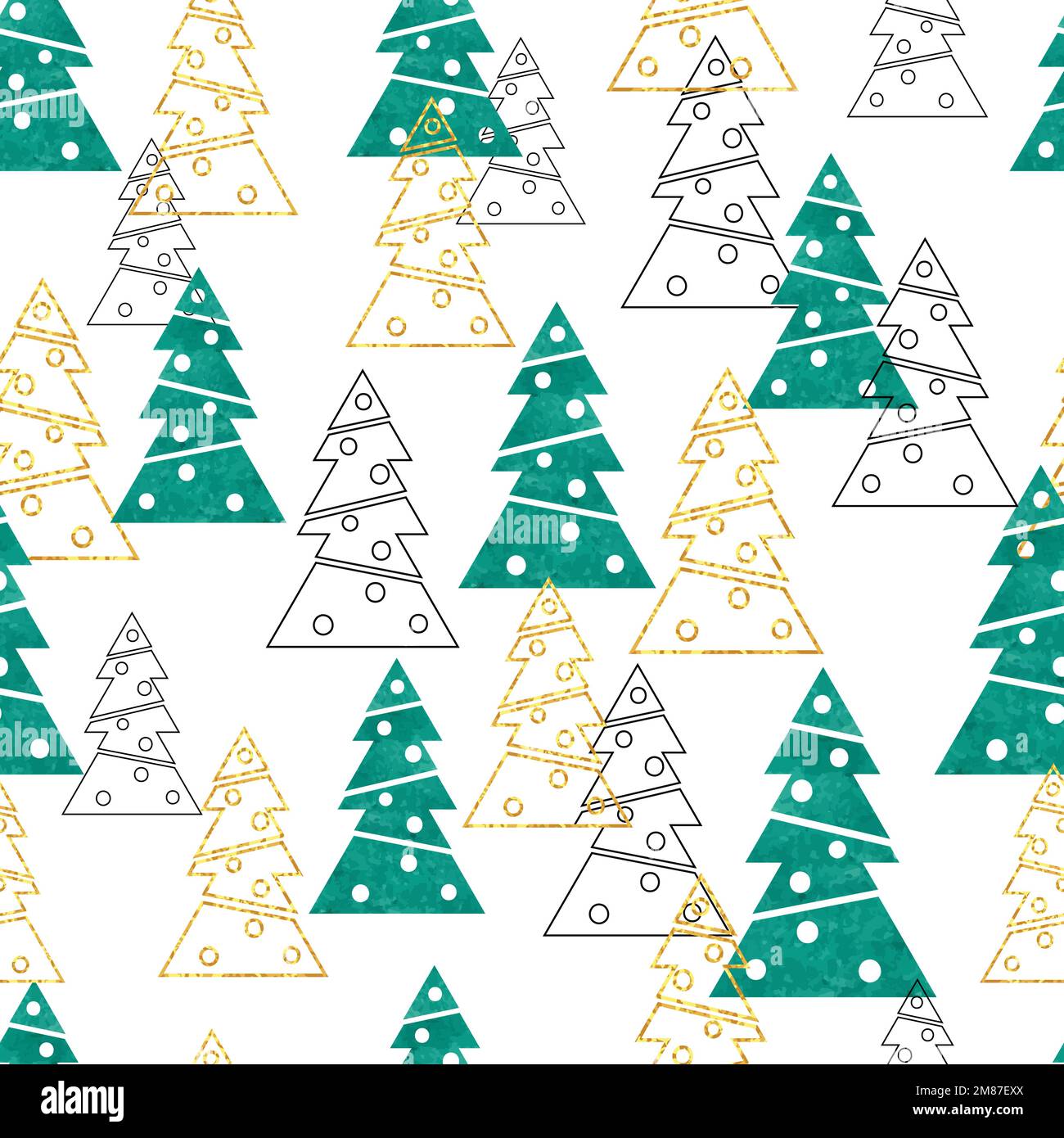 Christmas and New Year seamless pattern with stylized fir trees. Vector ...