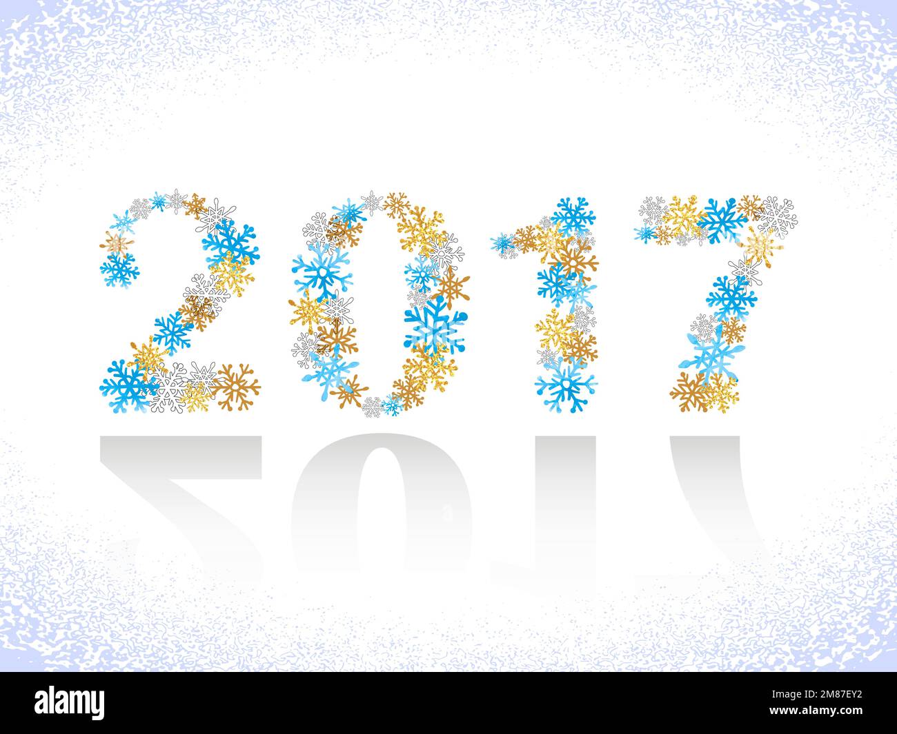 Happy New Year 2017 text design. Snowflakes numbers. Vector ...