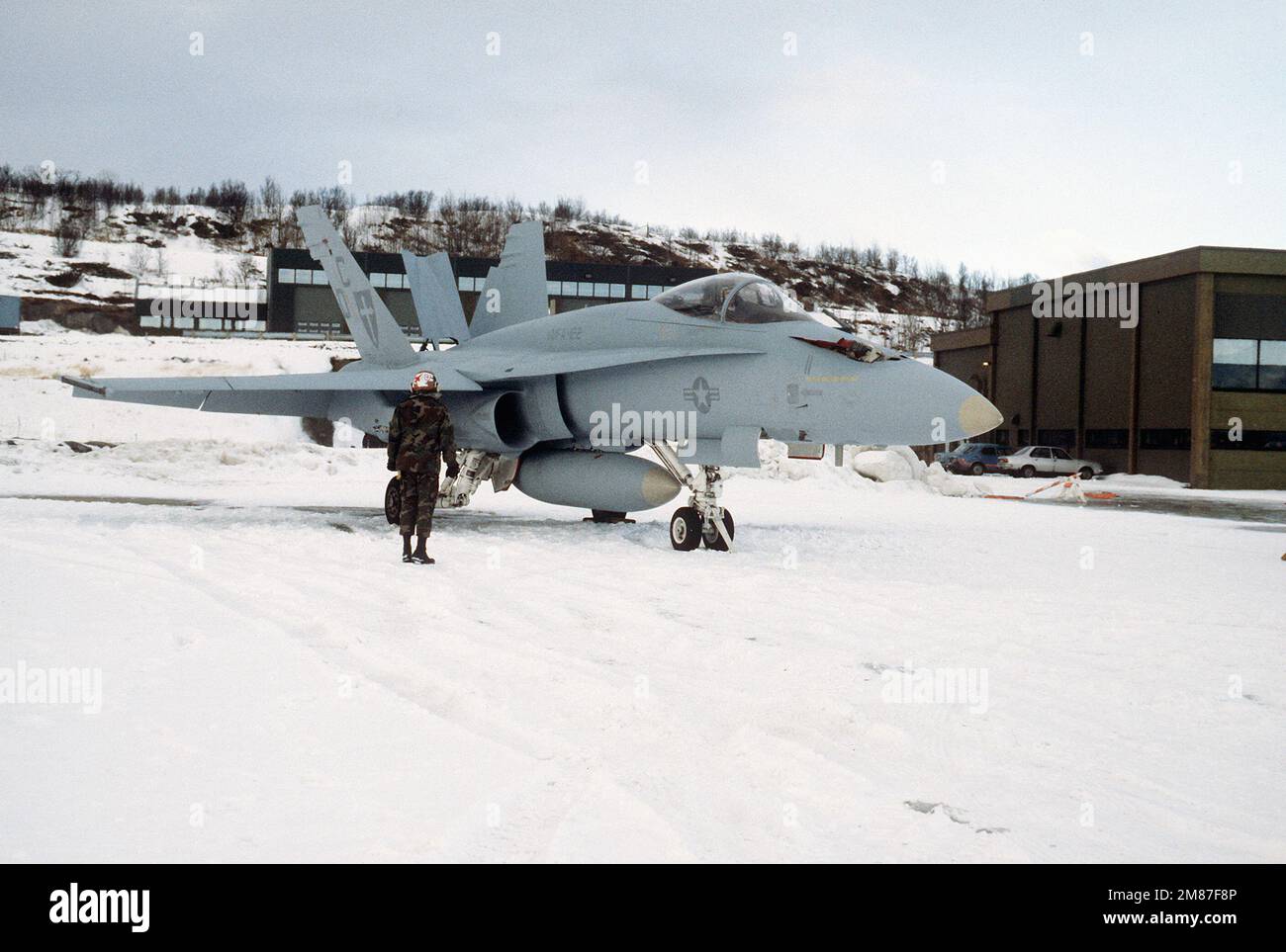 A Marine Fighter-Attack Squadron 122 (VMFA-122) F/A-18A Hornet aircraft ...