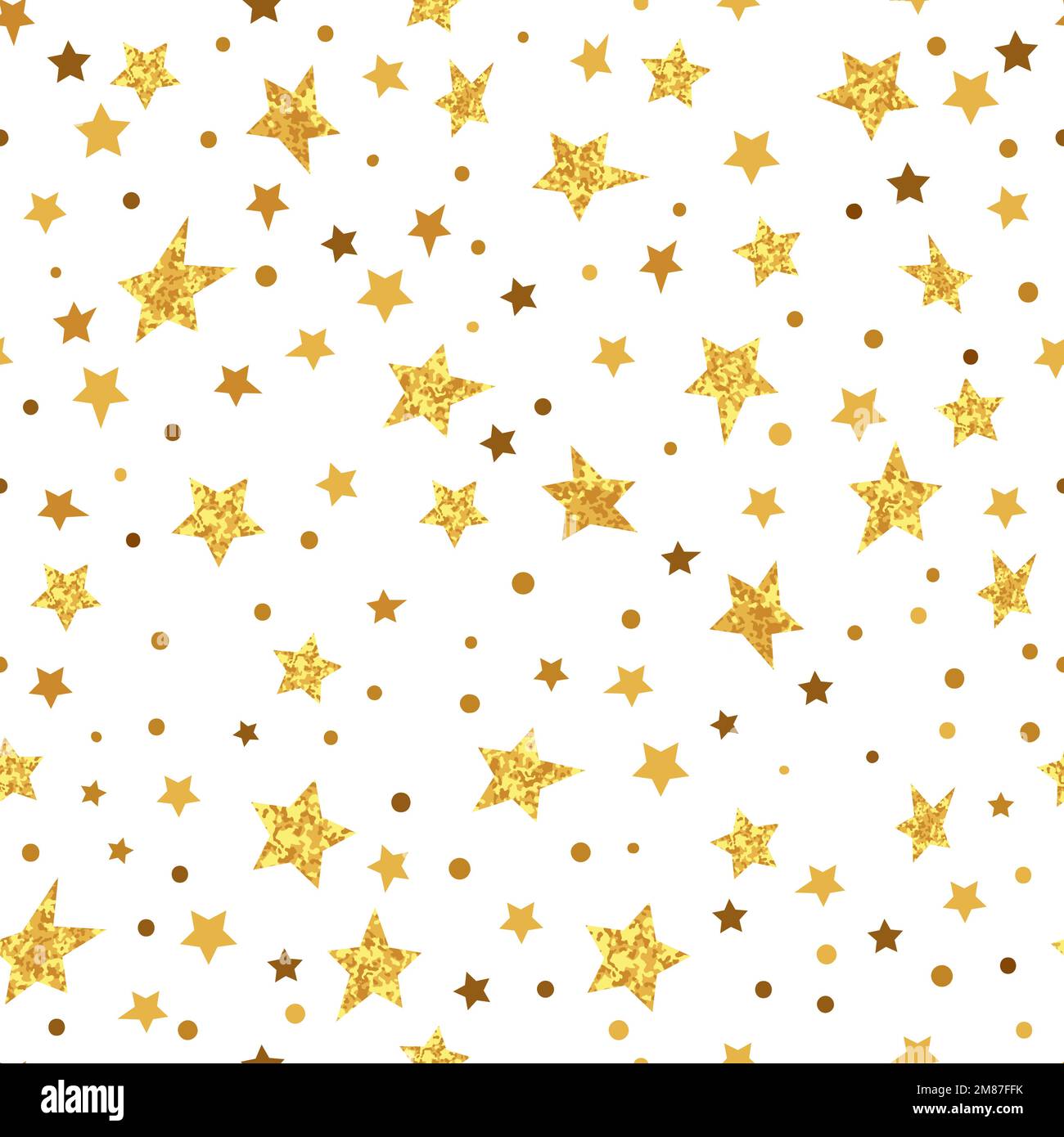 Golden glittering stars seamless pattern. Vector sparkling background ...