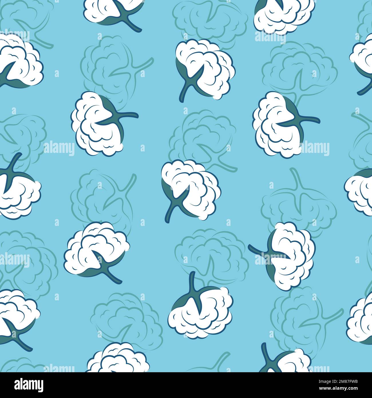 Cotton plant seamless pattern. Vector background with cotton buds Stock ...