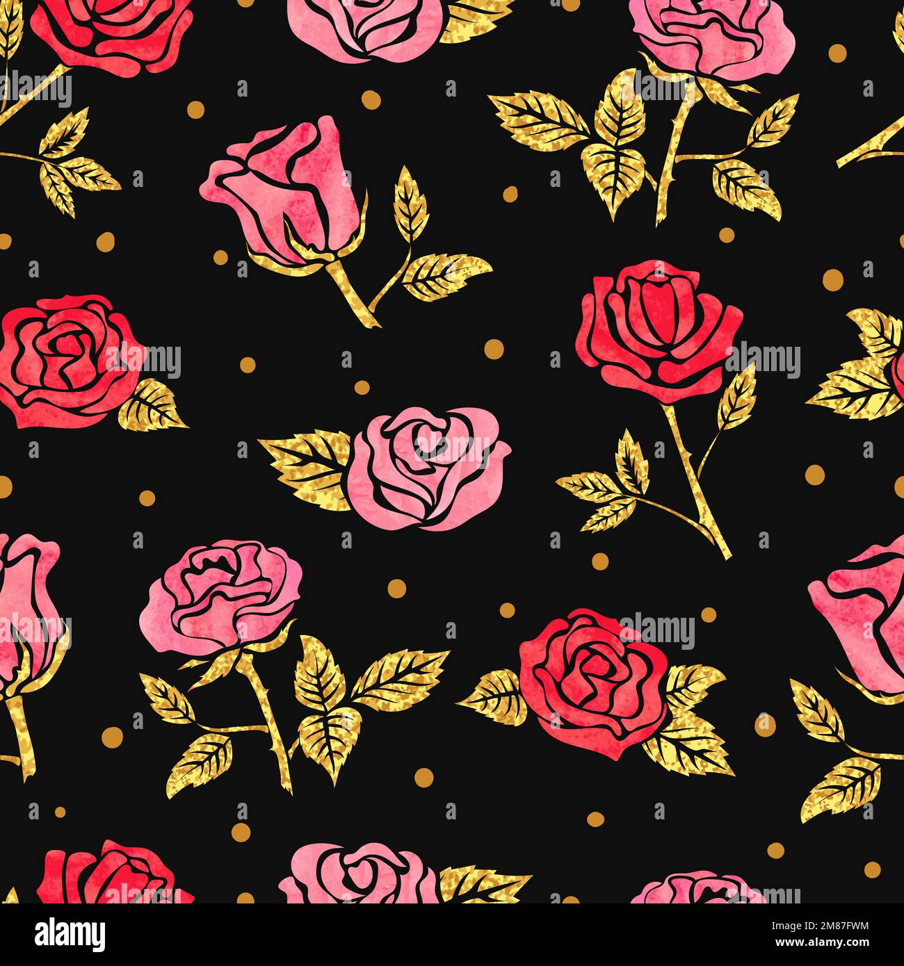 Seamless roses pattern. Vector dark floral background Stock Vector ...