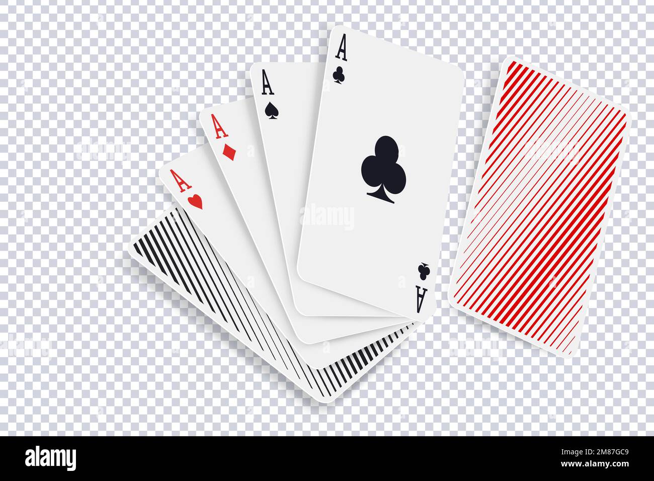Set of four aces. Playing cards with symbols of diamonds, clubs, hearts ...
