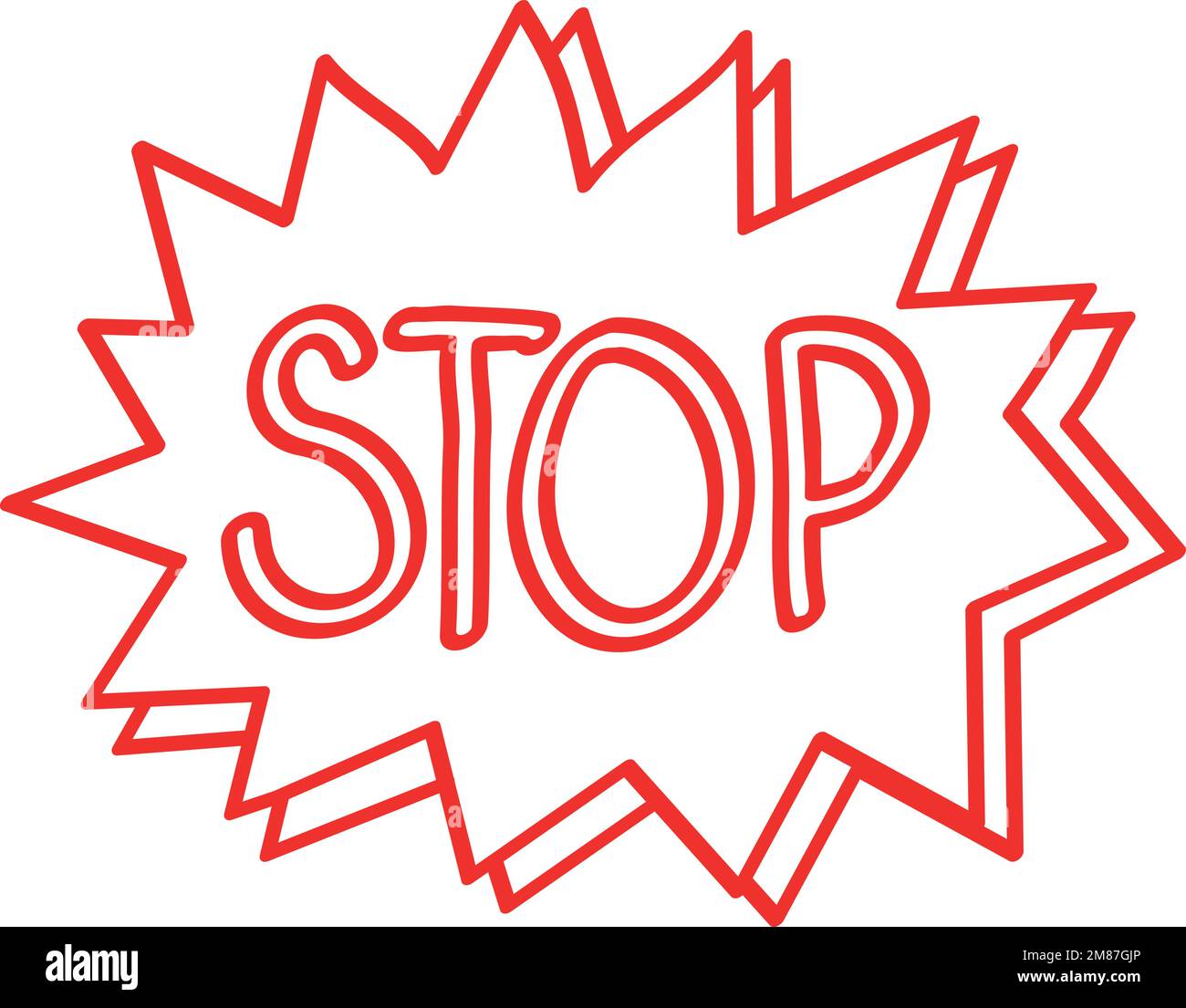 Stop shouting cloud. Scream balloon message doodle isolated on white ...