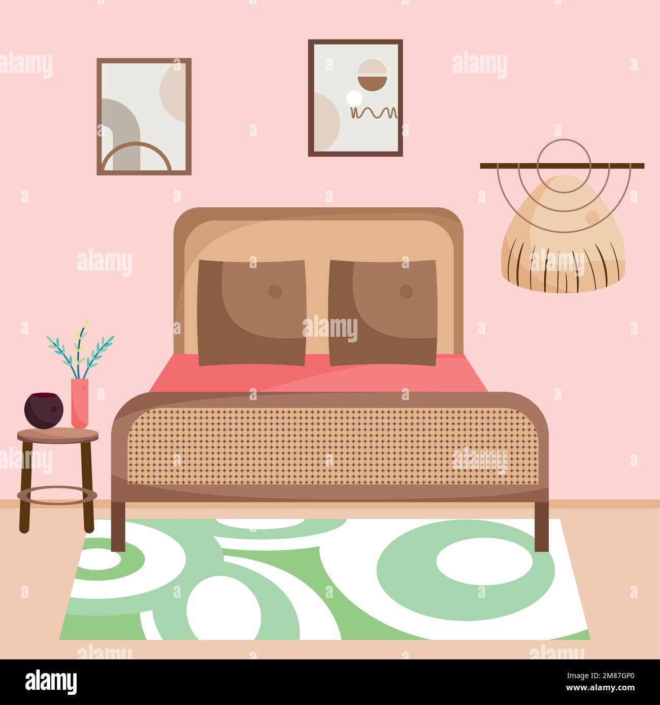 Bedroom bed plant in Stock Vector Images - Alamy