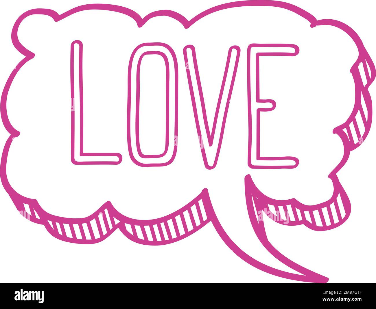 Love message doodle. Hand drawn speech cloud isolated on white ...