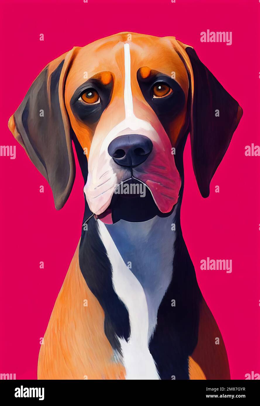 Funny adorable portrait headshot of cute doggy. Redbone Coonhound dog ...