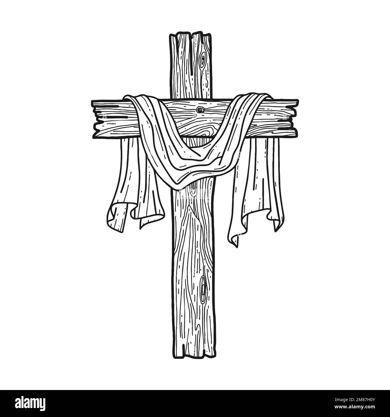 Hand-drawn vector illustration for Easter. Wooden cross. A symbol of ...