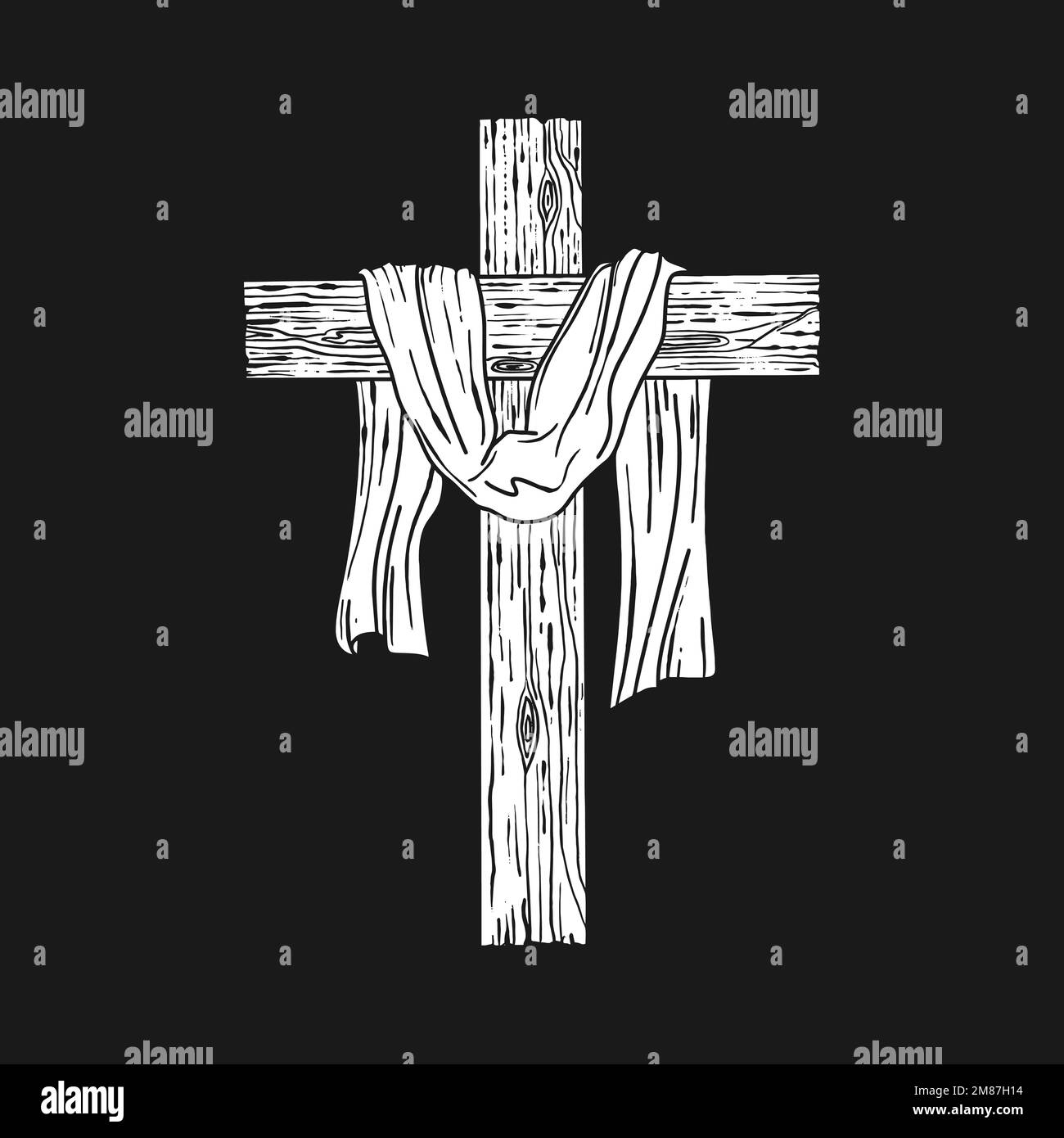 Hand-drawn vector illustration for Easter. Wooden cross. A symbol of ...