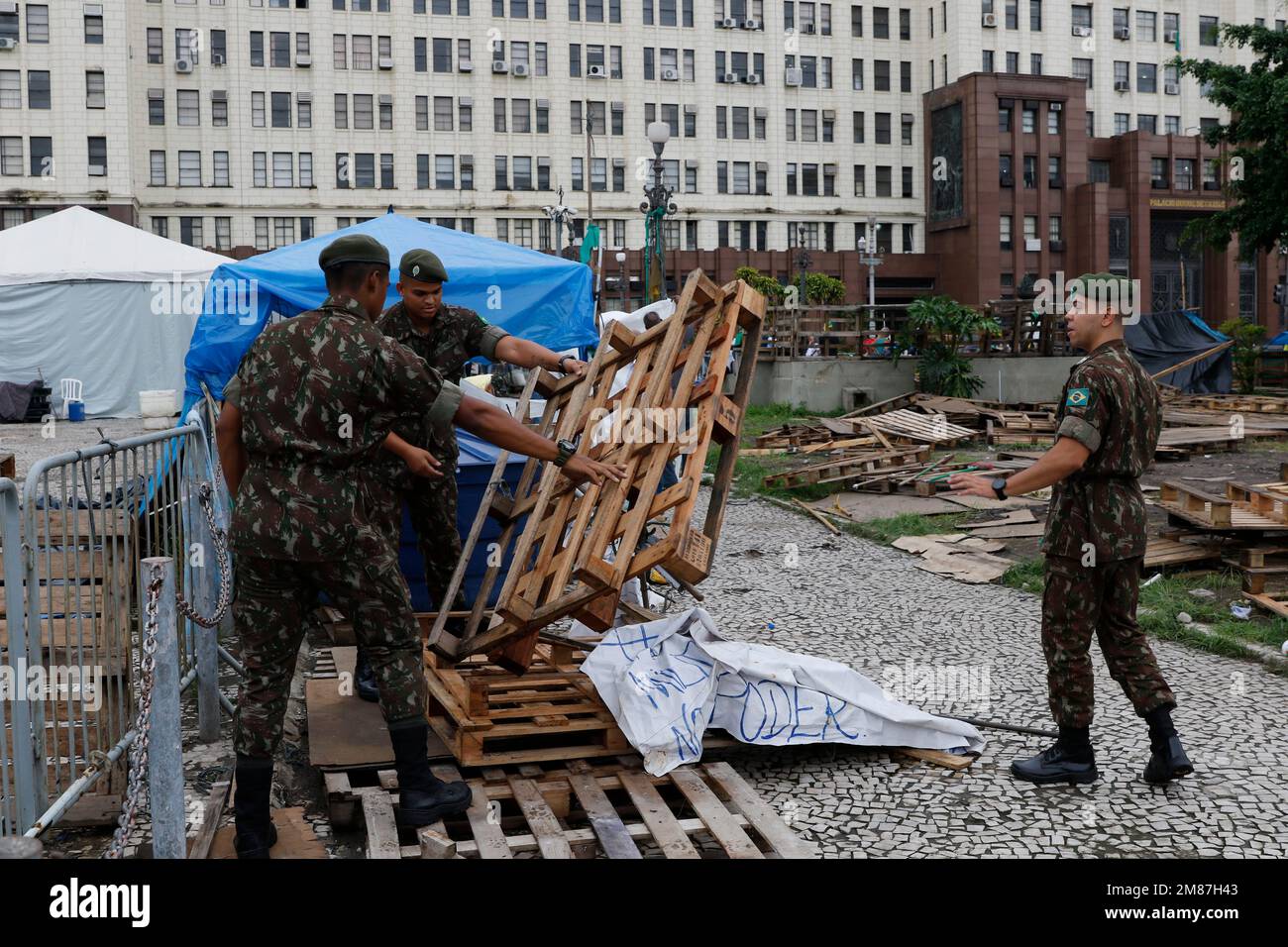 Security forces dismount riot demonstrators camp seeking military coup ...