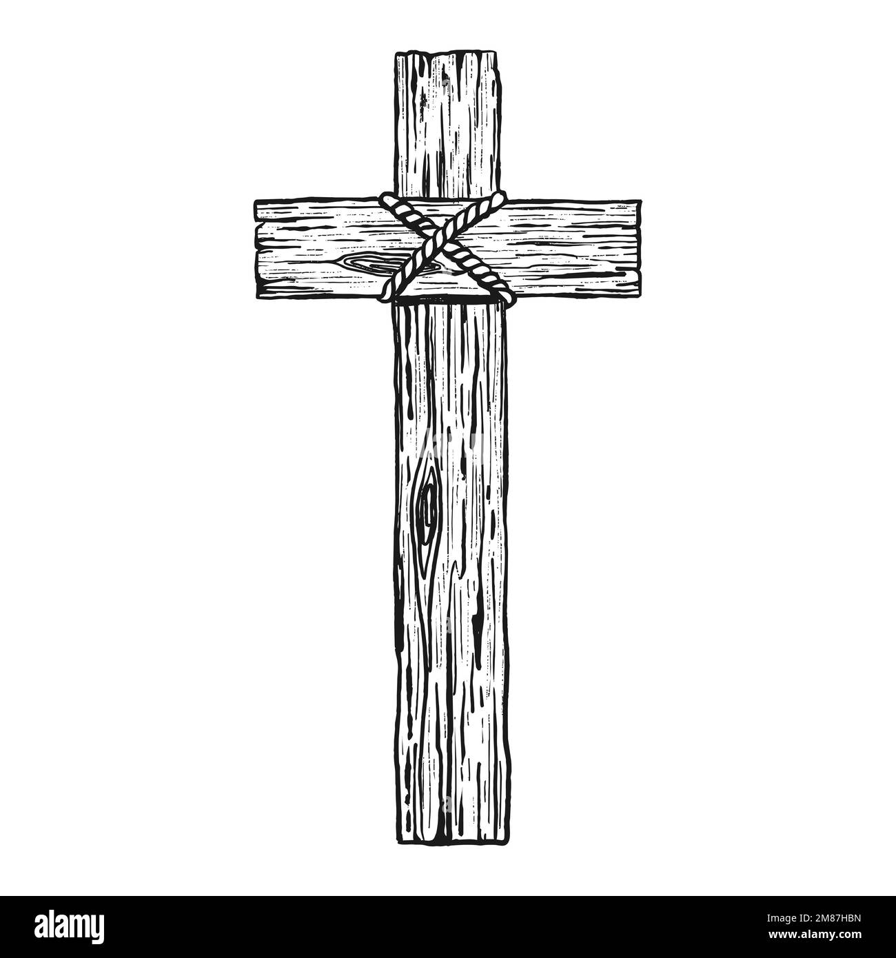 Hand-drawn vector illustration for Easter. Wooden cross. A symbol of ...