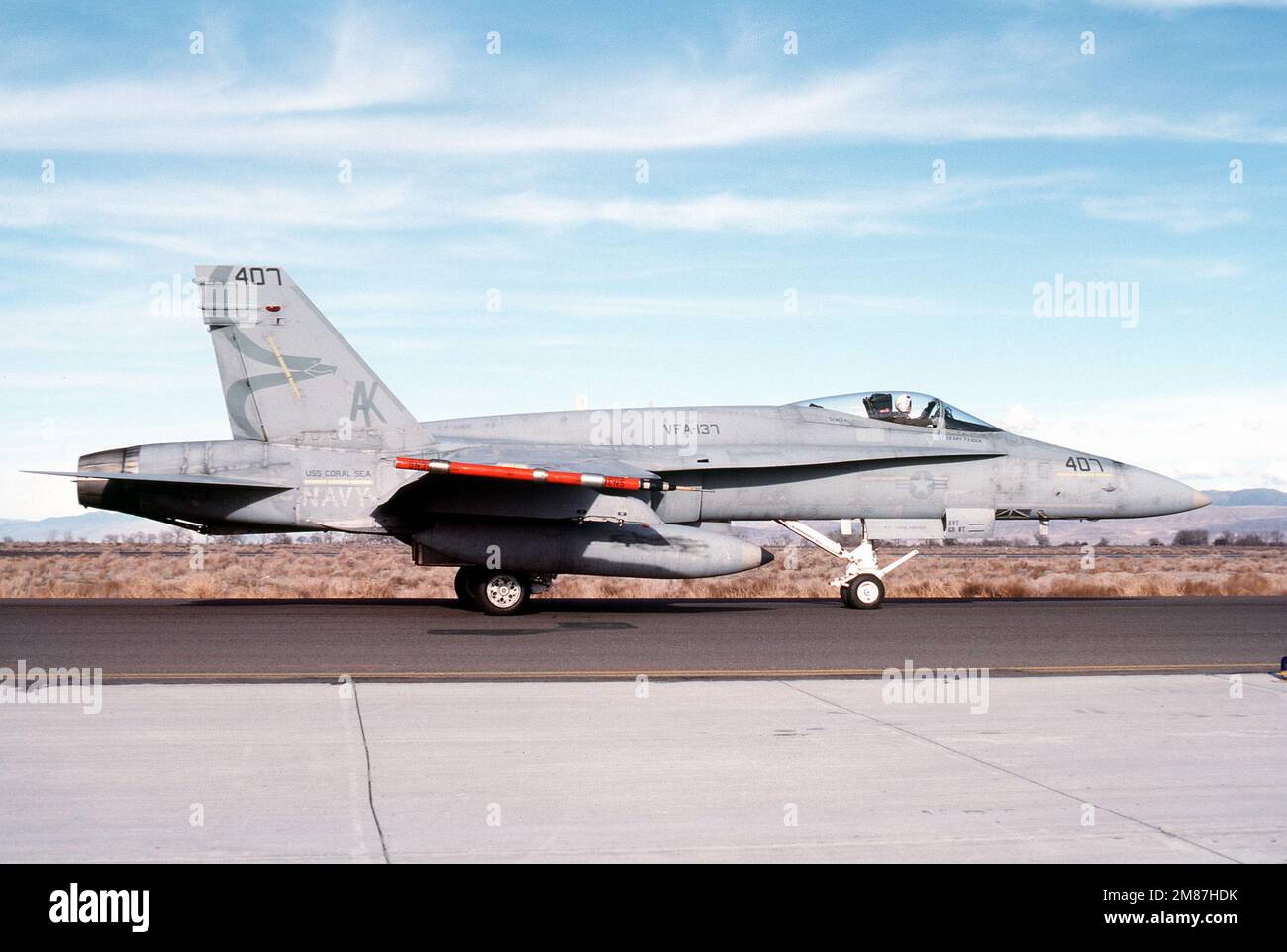 A right side view of a Strike Fighter Squadron 137 (VFA-137) F/A-18A ...