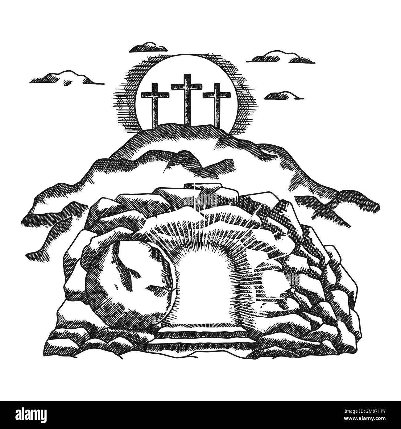 Three Crosses Resurrection Clipart Black And White