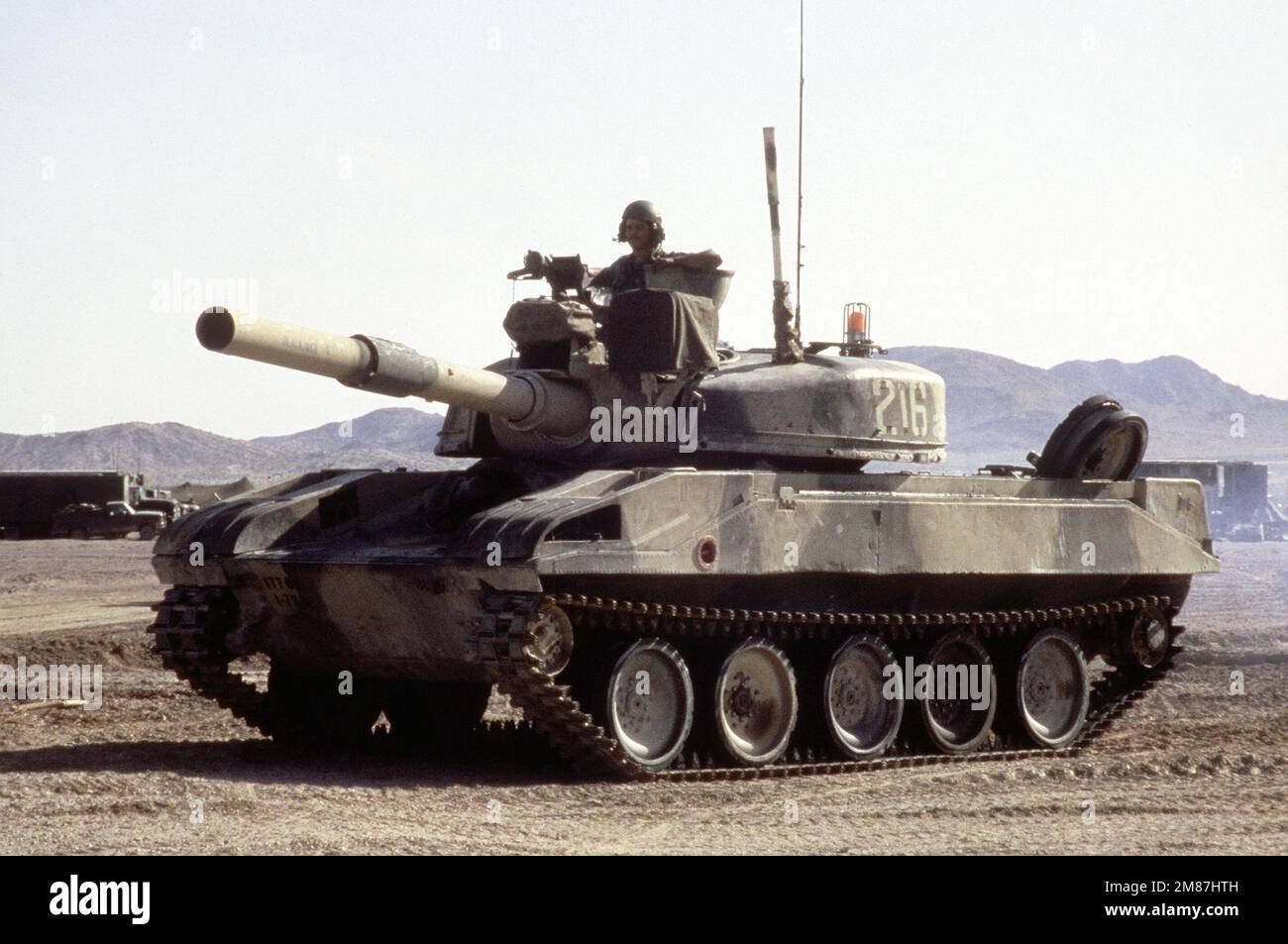 A left front view of an M-551 Sheridan tank modified to look like a ...