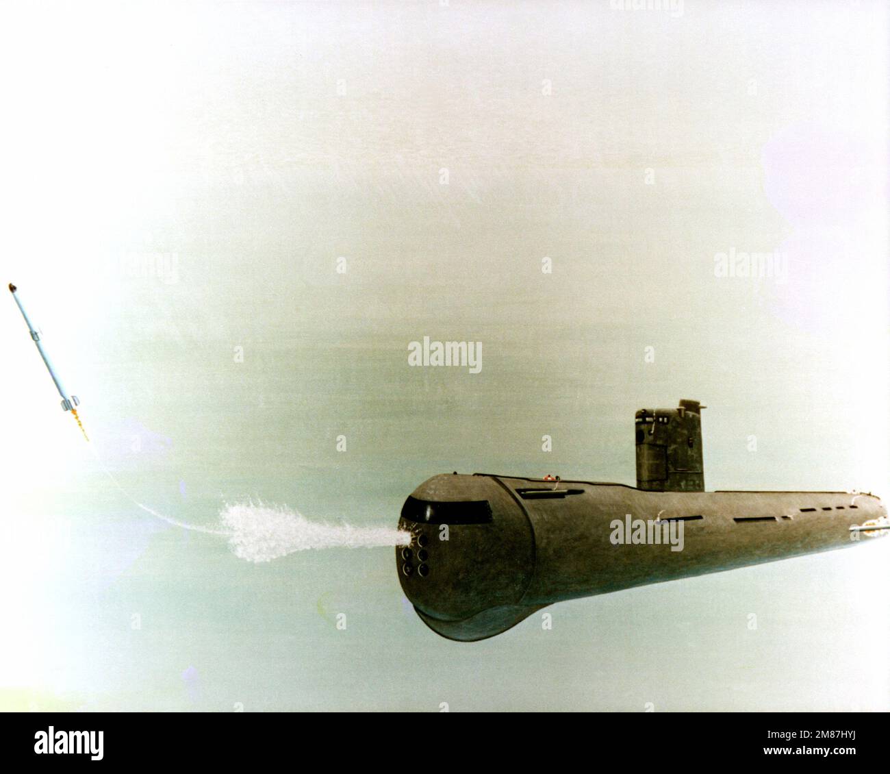 An artist's concept of a Soviet Tango class patrol submarine launching ...