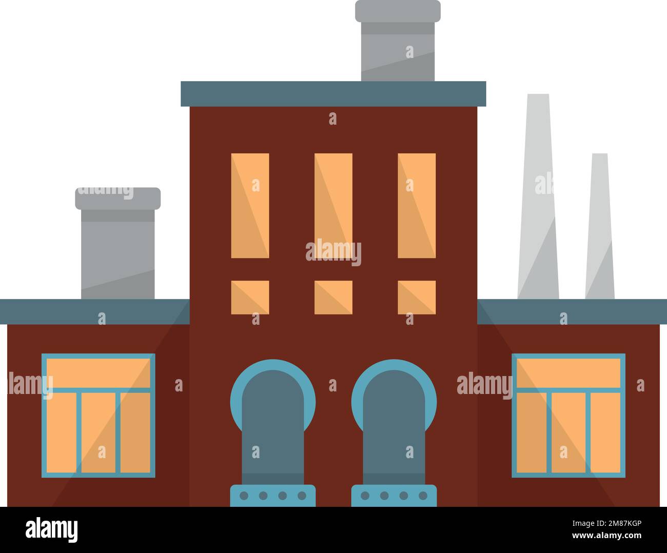 Industrial factory icon. Machinery building. Flat manufacture Stock ...