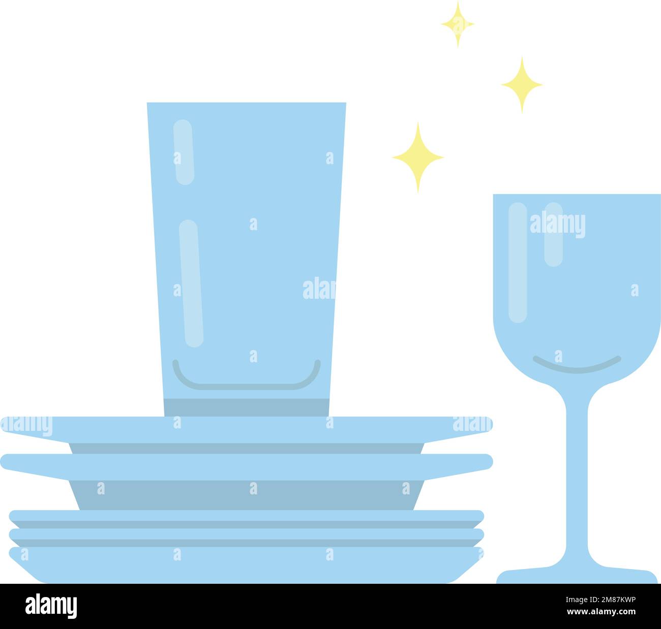 Glass dishware cartoon icon. Clean table plates Stock Vector Image ...