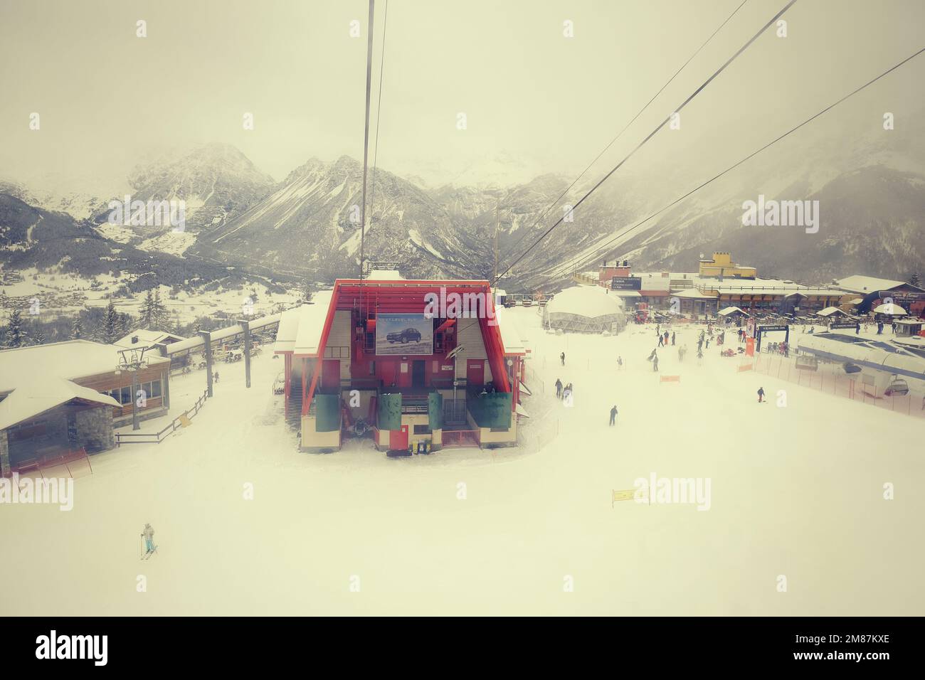 Winter sport in Bormio ski resort in Sondrio, Lombardy region in Italy ...