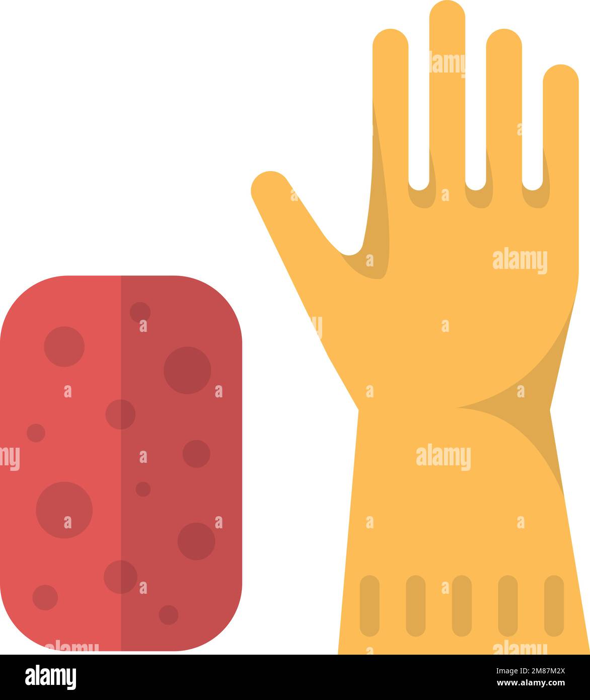 Rubber glove and sponge. Wet cleaning icon. Dish washing symbol Stock ...