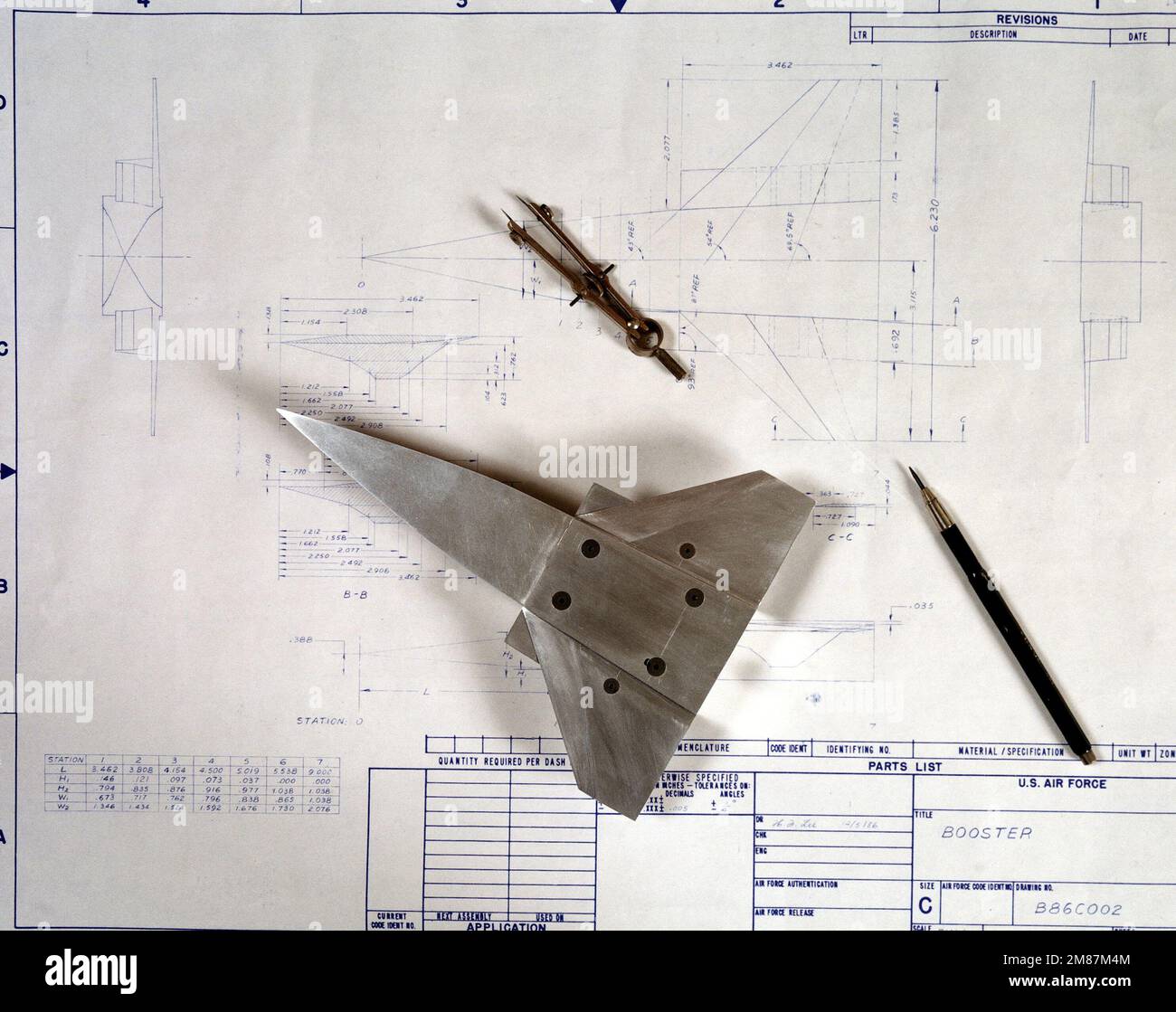 A view of a model of the first stage of a two-stage horizontal takeoff ...